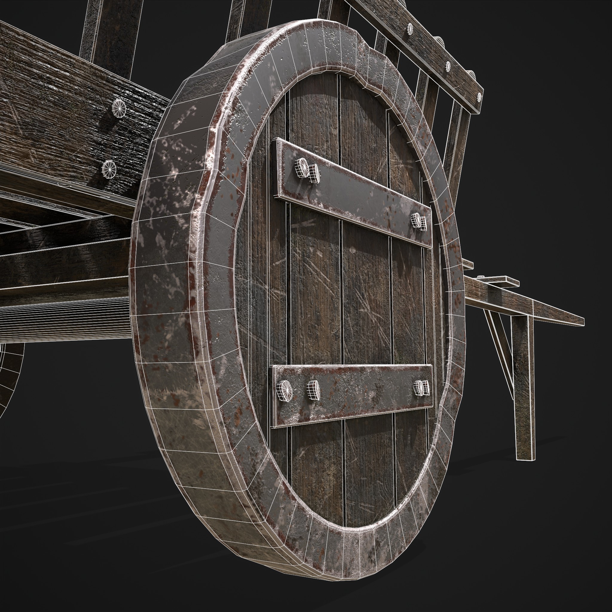 Long Bed Cart Metal Wheeled - 3D Model by Get Dead Entertainment