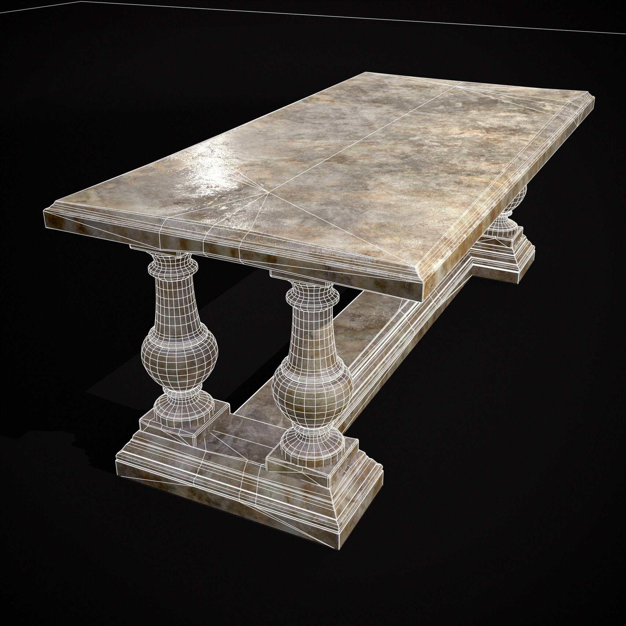 Long Marble Table - 3D Model by Get Dead Entertainment