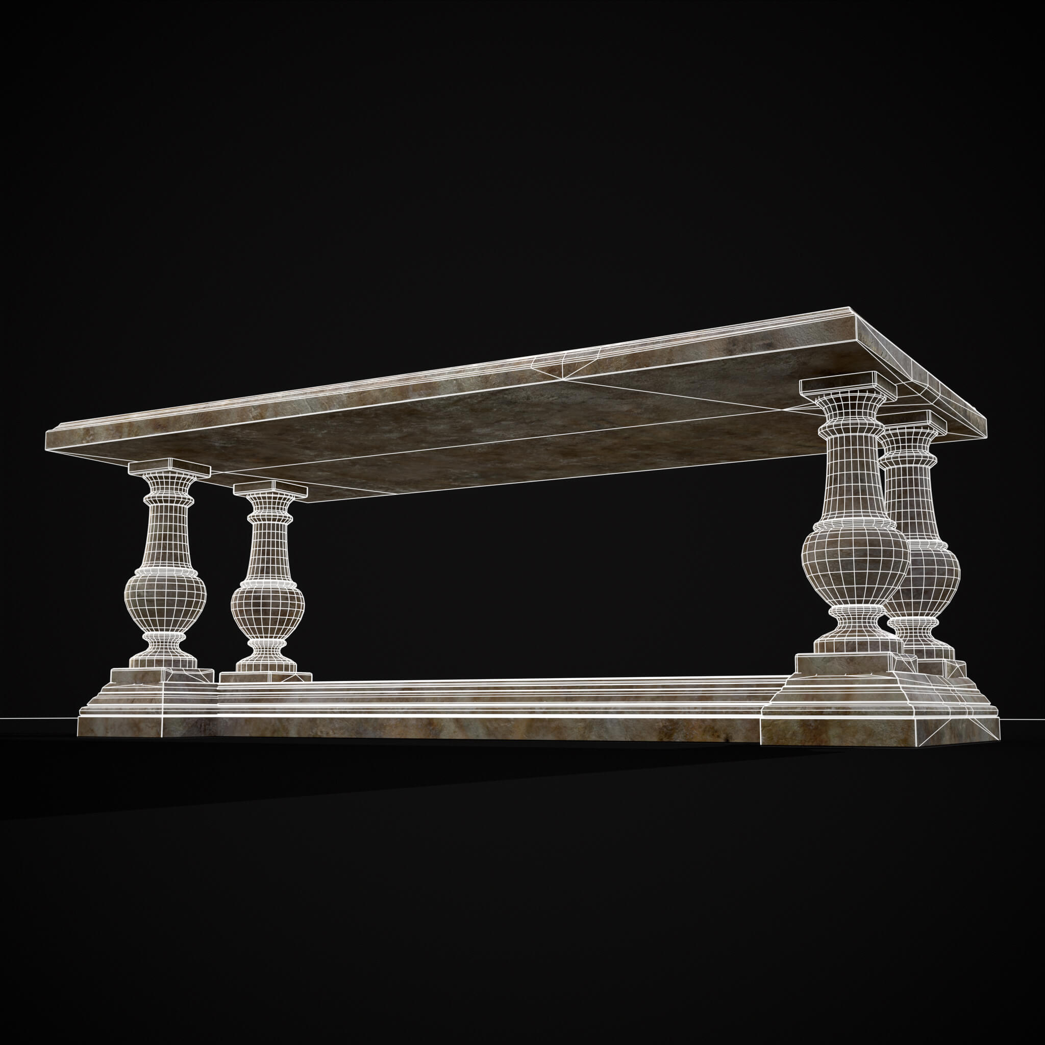 Long Marble Table - 3D Model by Get Dead Entertainment