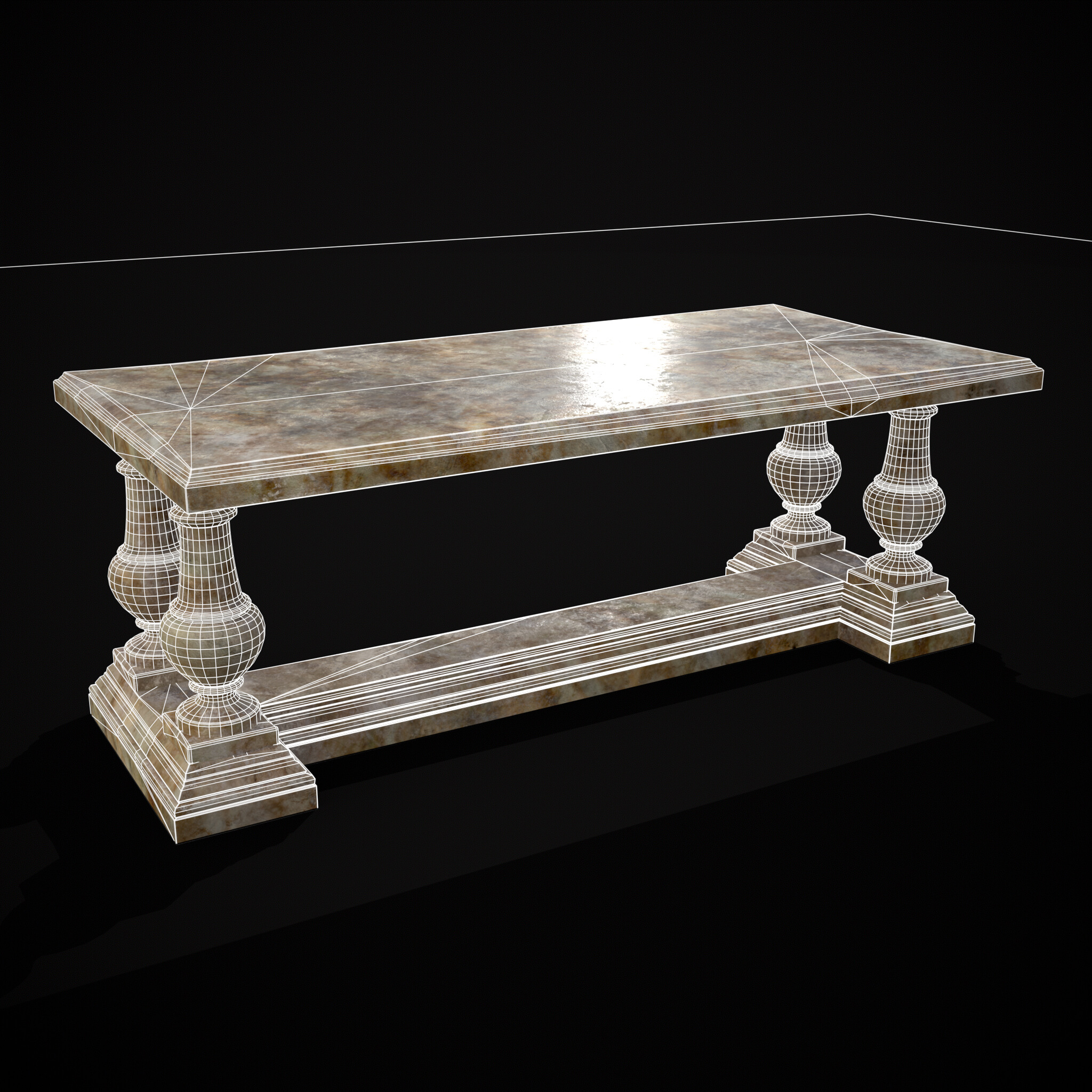 Long Marble Table - 3D Model by Get Dead Entertainment