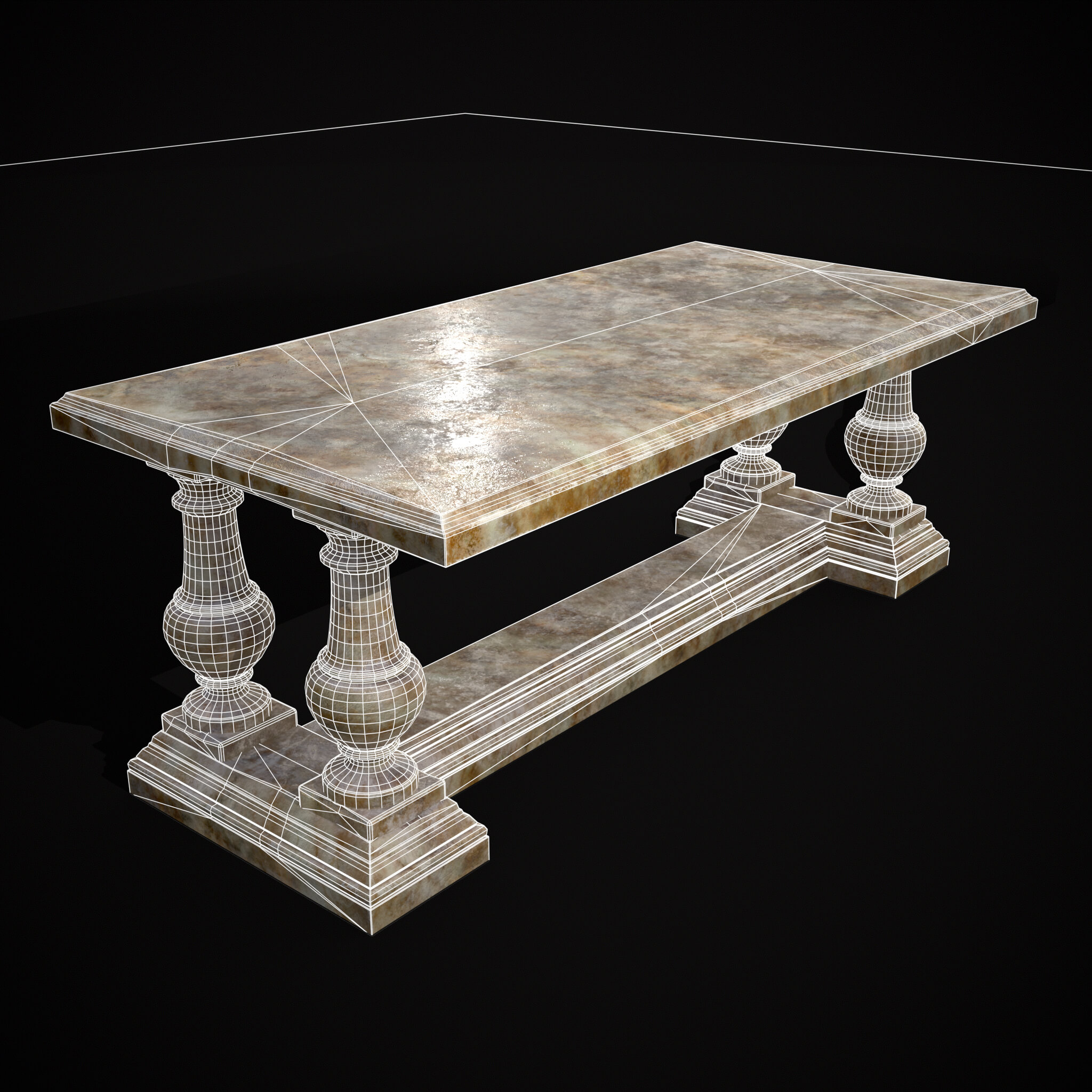 Long Marble Table - 3D Model by Get Dead Entertainment