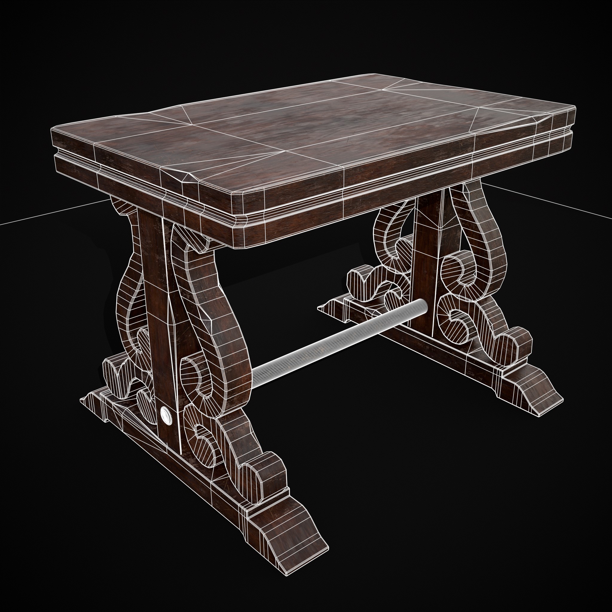 Mahogany Medieval Antique End Table - 3D Model by Get Dead Entertainment