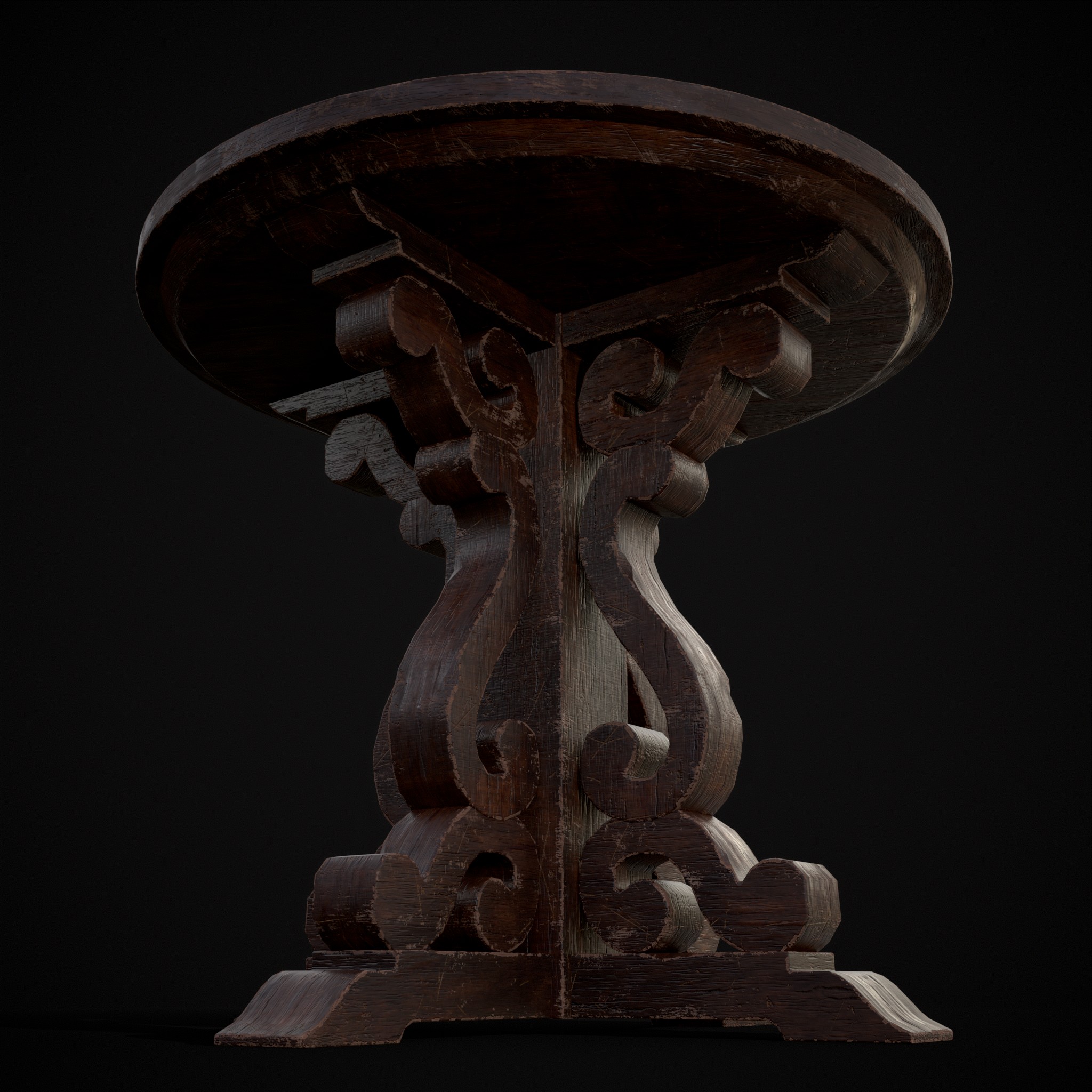 Mahogany Medieval Antique Round Table - 3D Model by Get Dead Entertainment