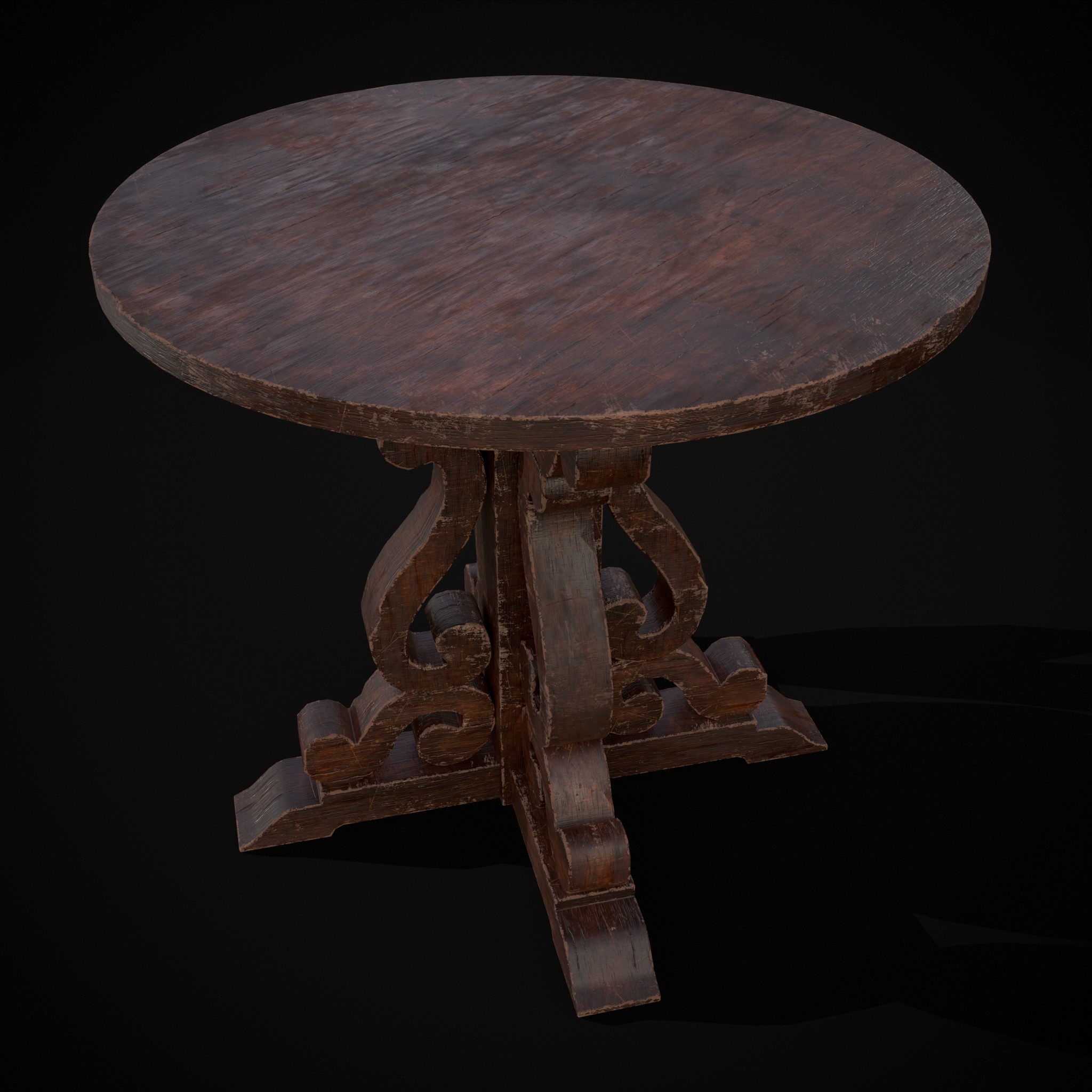Mahogany Medieval Antique Round Table - 3D Model by Get Dead Entertainment
