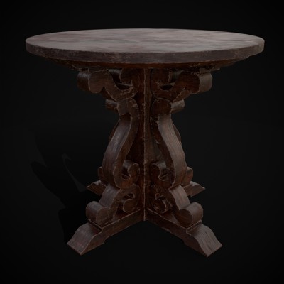 Mahogany Medieval Antique Round Table - 3D Model by Get Dead Entertainment