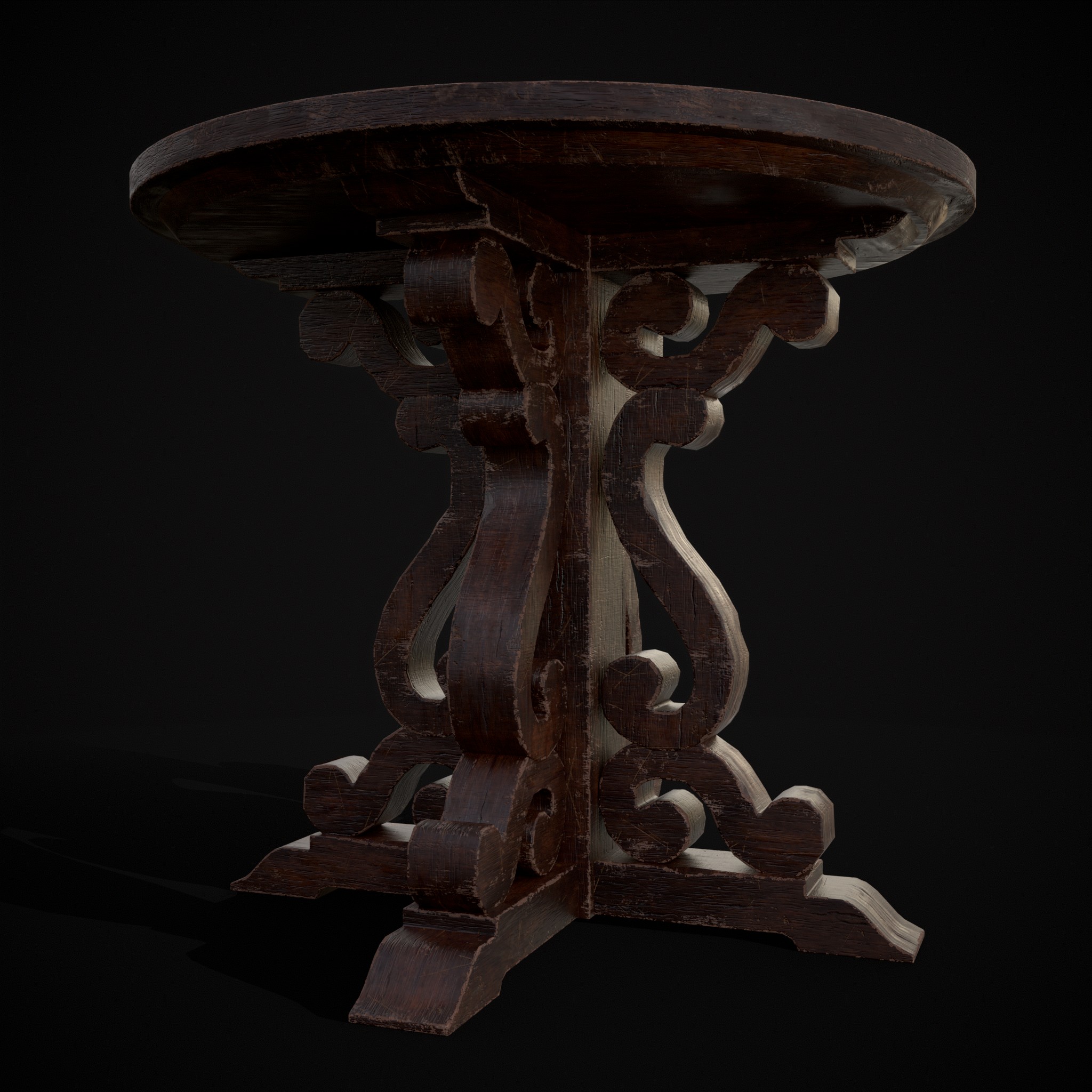 Mahogany Medieval Antique Round Table - 3D Model by Get Dead Entertainment
