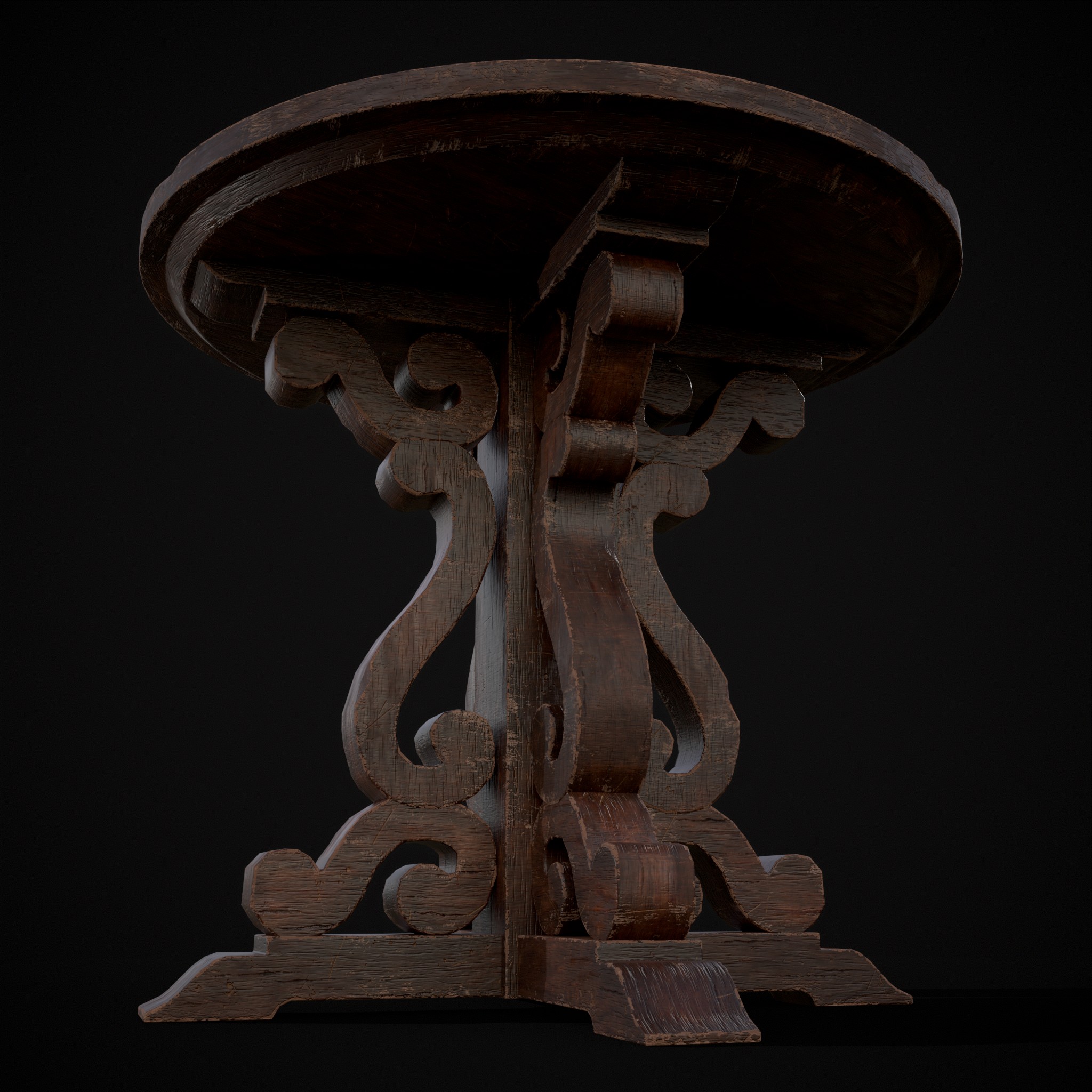 Mahogany Medieval Antique Round Table - 3D Model by Get Dead Entertainment