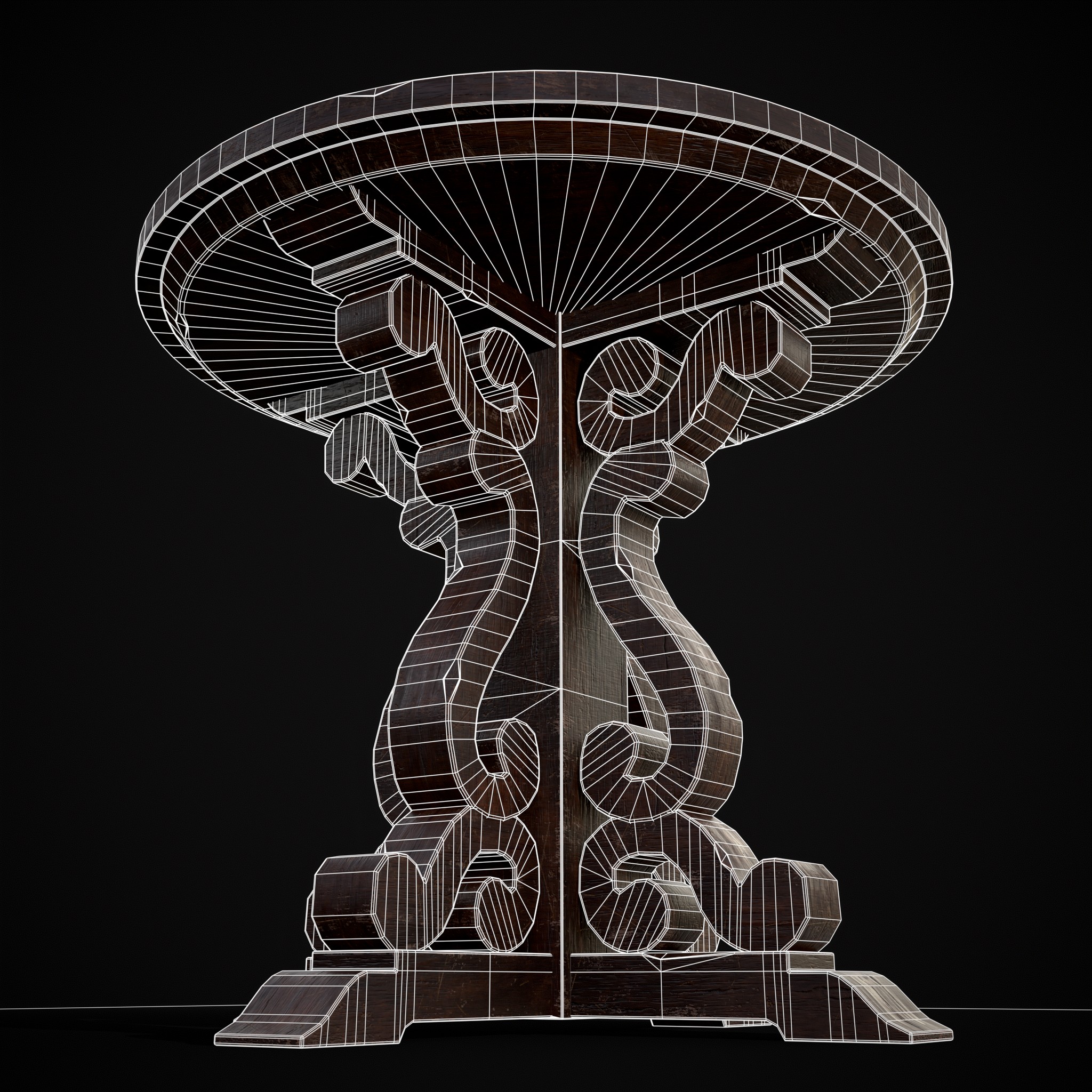 Mahogany Medieval Antique Round Table - 3D Model by Get Dead Entertainment