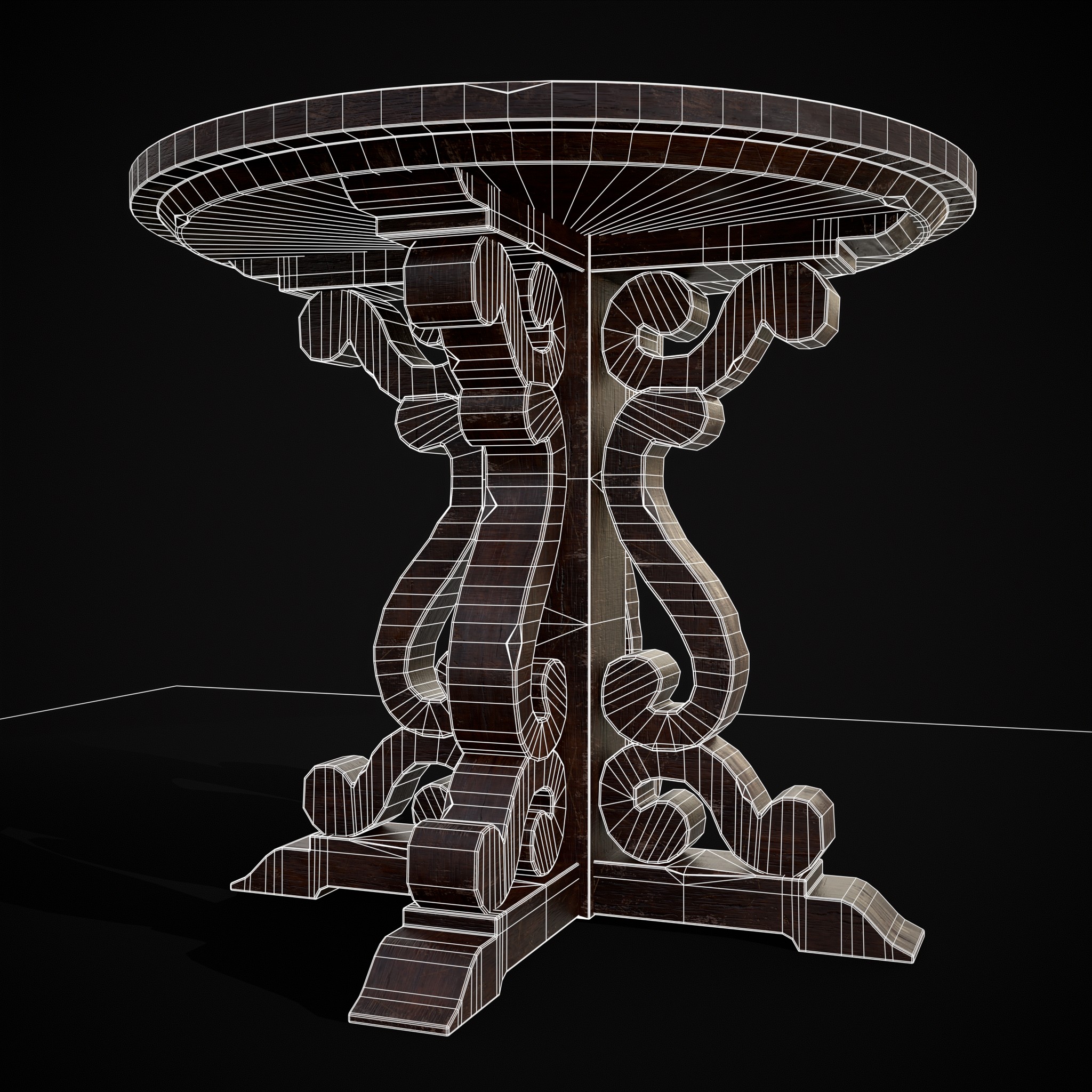 Mahogany Medieval Antique Round Table - 3D Model by Get Dead Entertainment