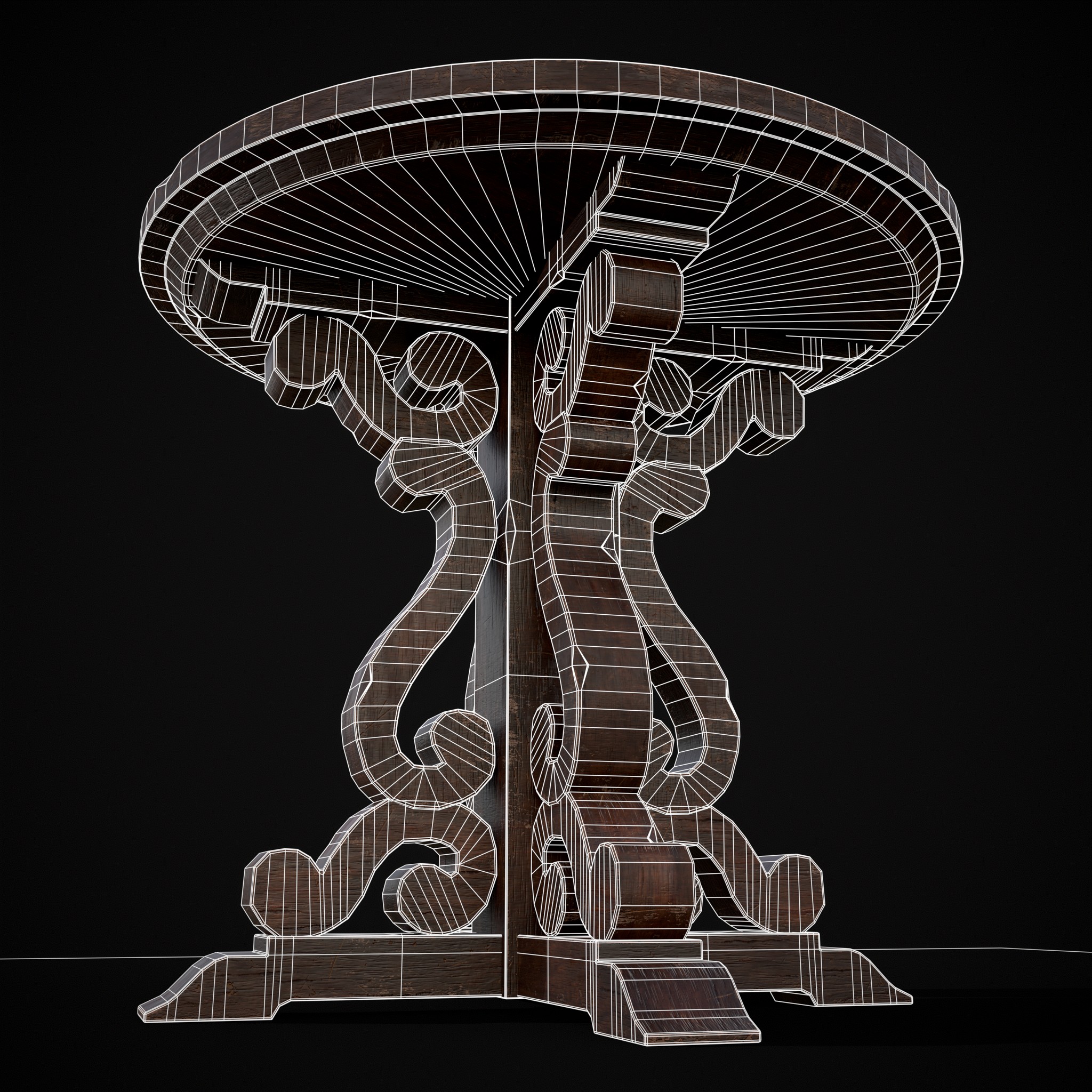 Mahogany Medieval Antique Round Table - 3D Model by Get Dead Entertainment