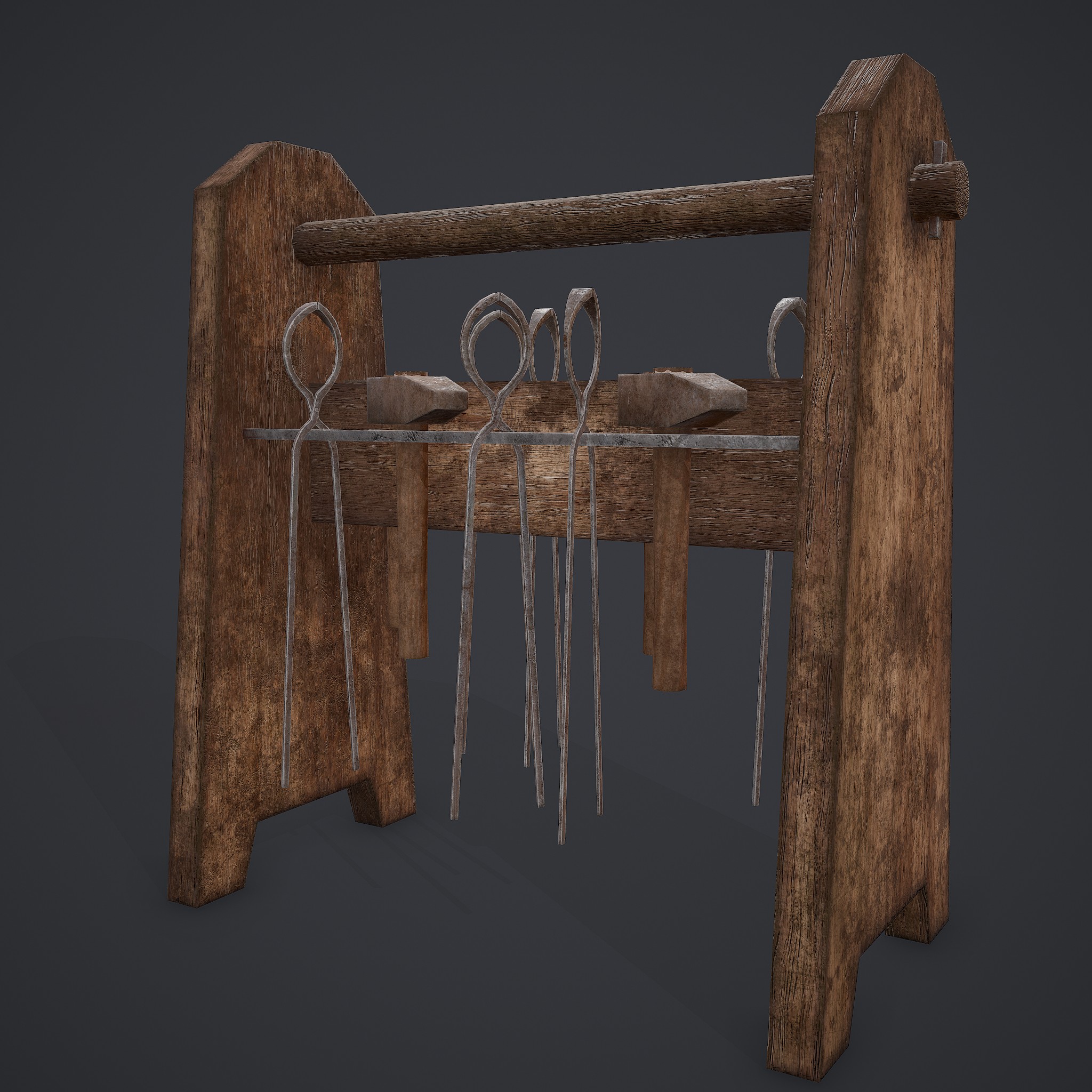 Medieval Blacksmith Tools Rack - 3D Model by Get Dead Entertainment