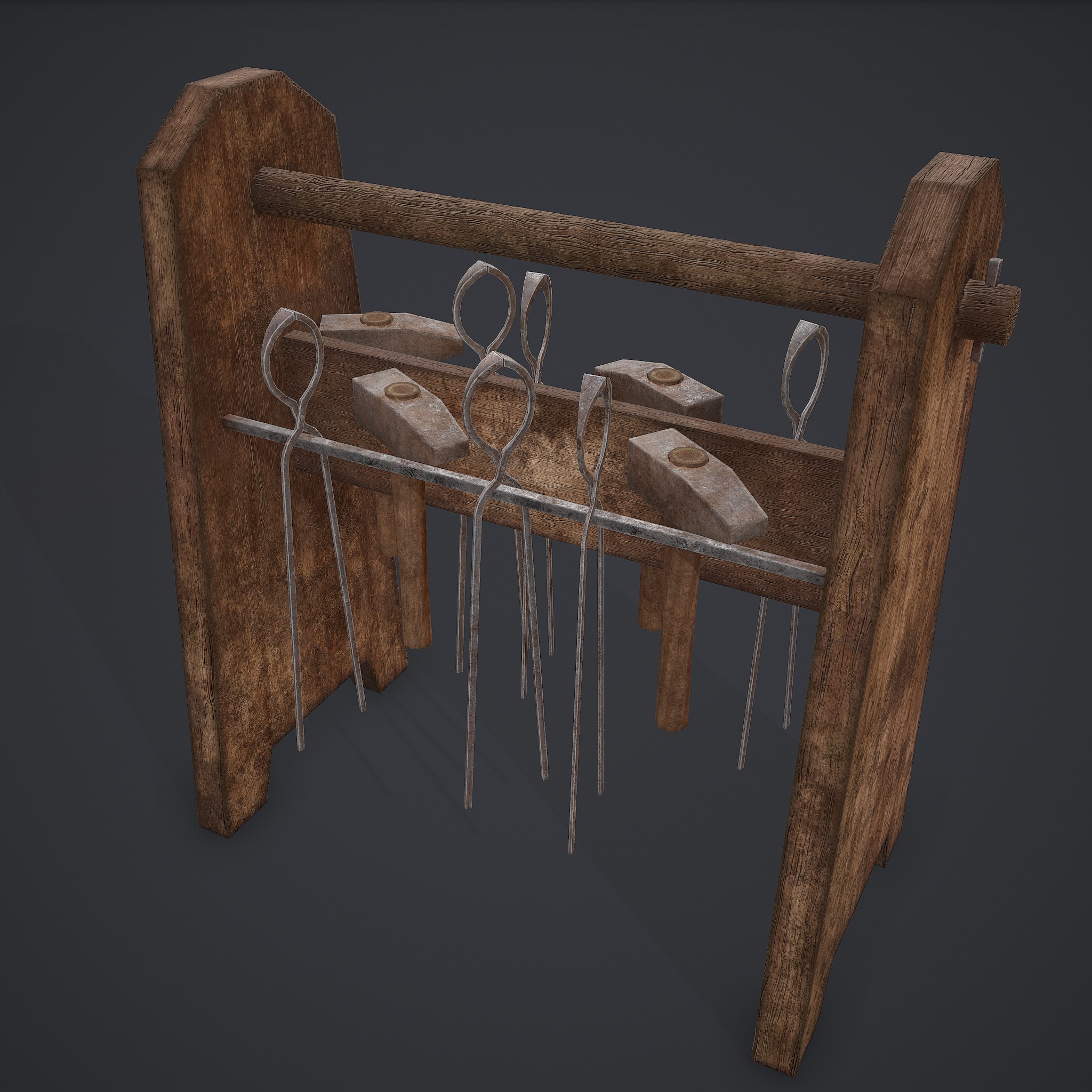 Medieval Blacksmith Tools Rack - 3D Model by Get Dead Entertainment
