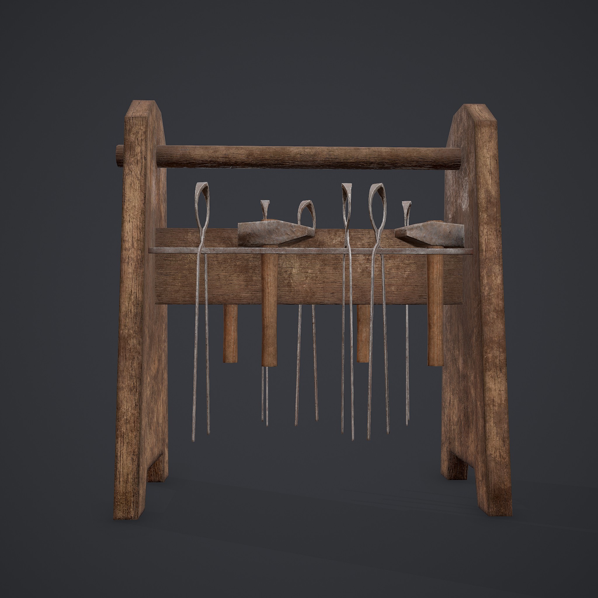 Medieval Blacksmith Tools Rack - 3D Model by Get Dead Entertainment