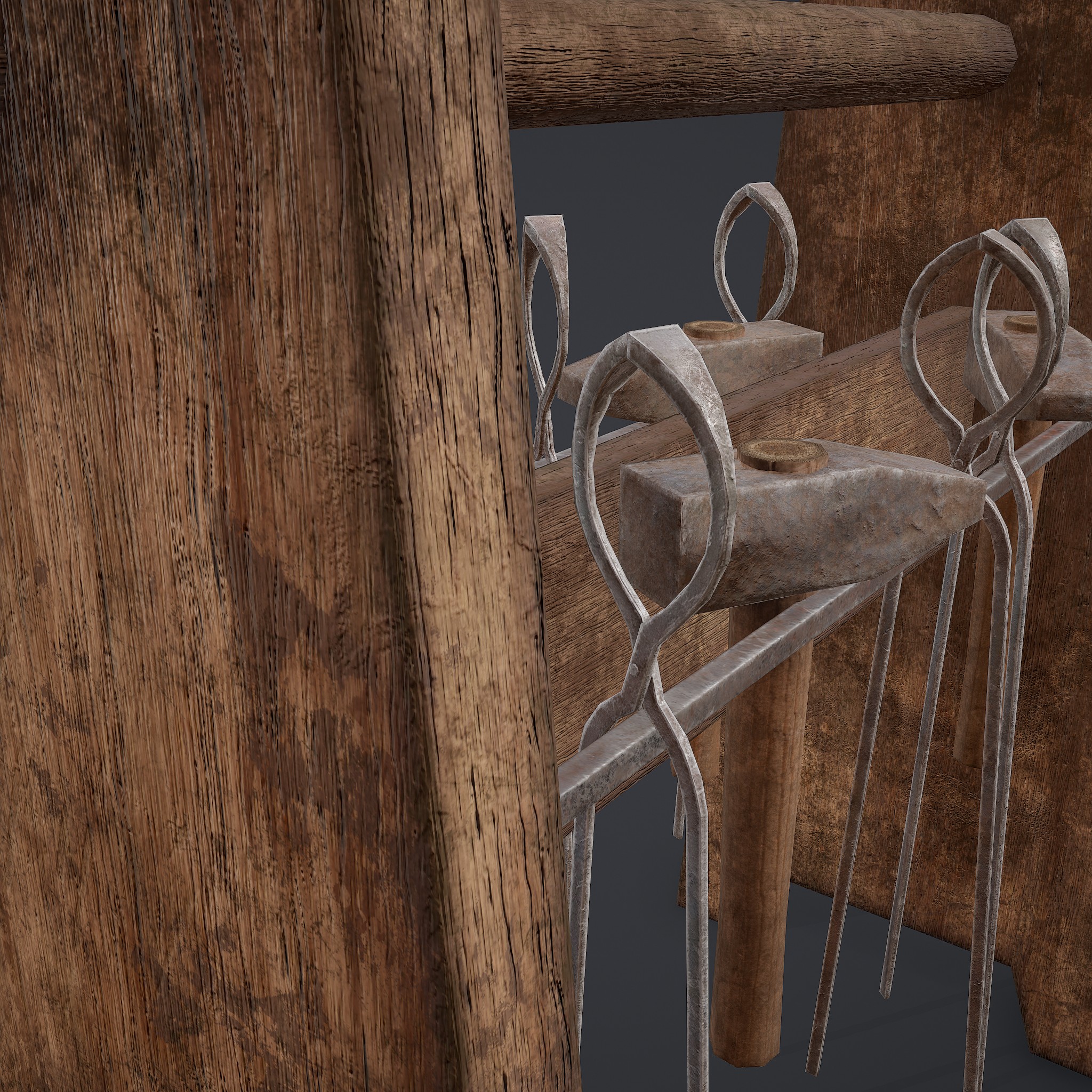 Medieval Blacksmith Tools Rack - 3D Model by Get Dead Entertainment
