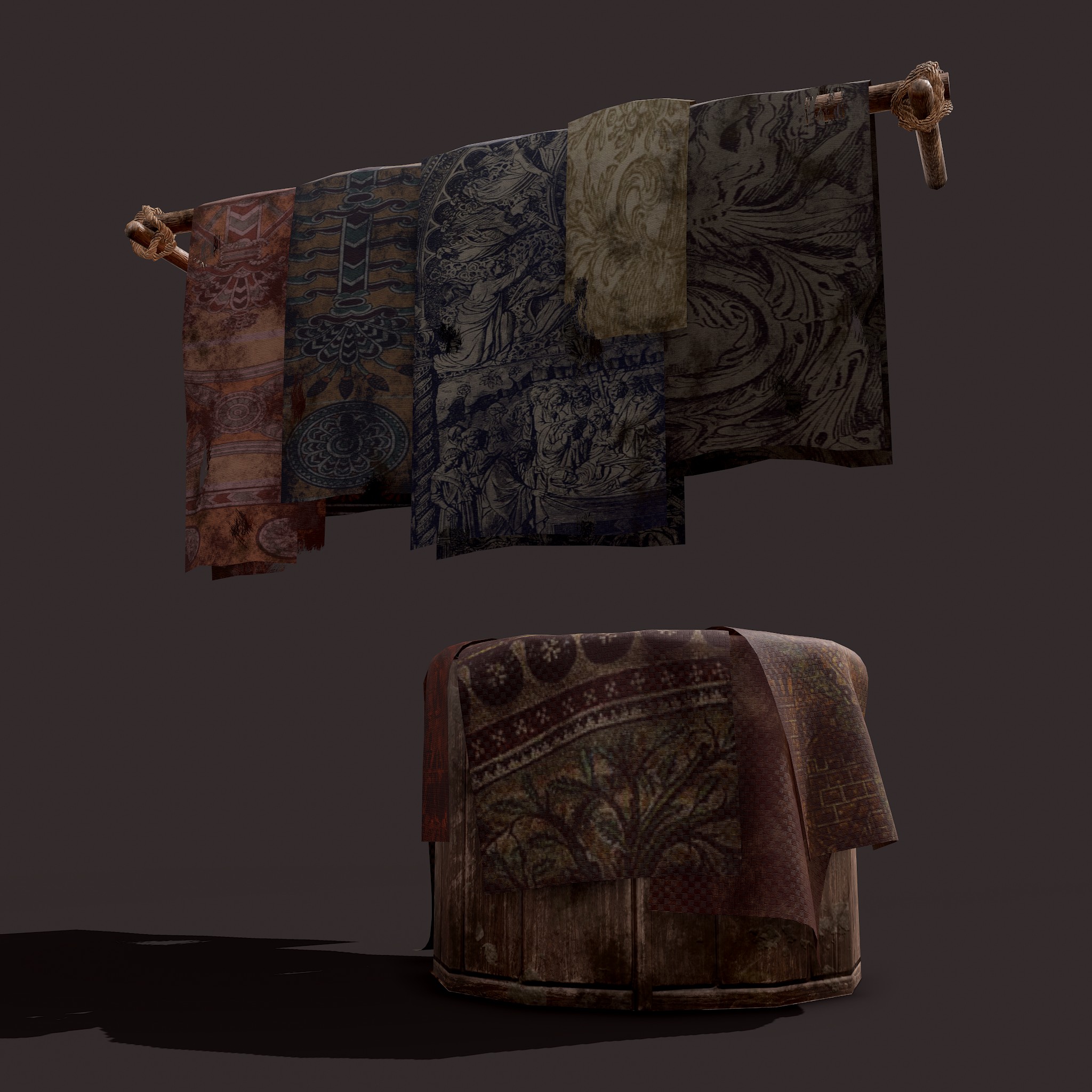 Medieval Blanket Hanger and Bucket - 3D Model by Get Dead Entertainment