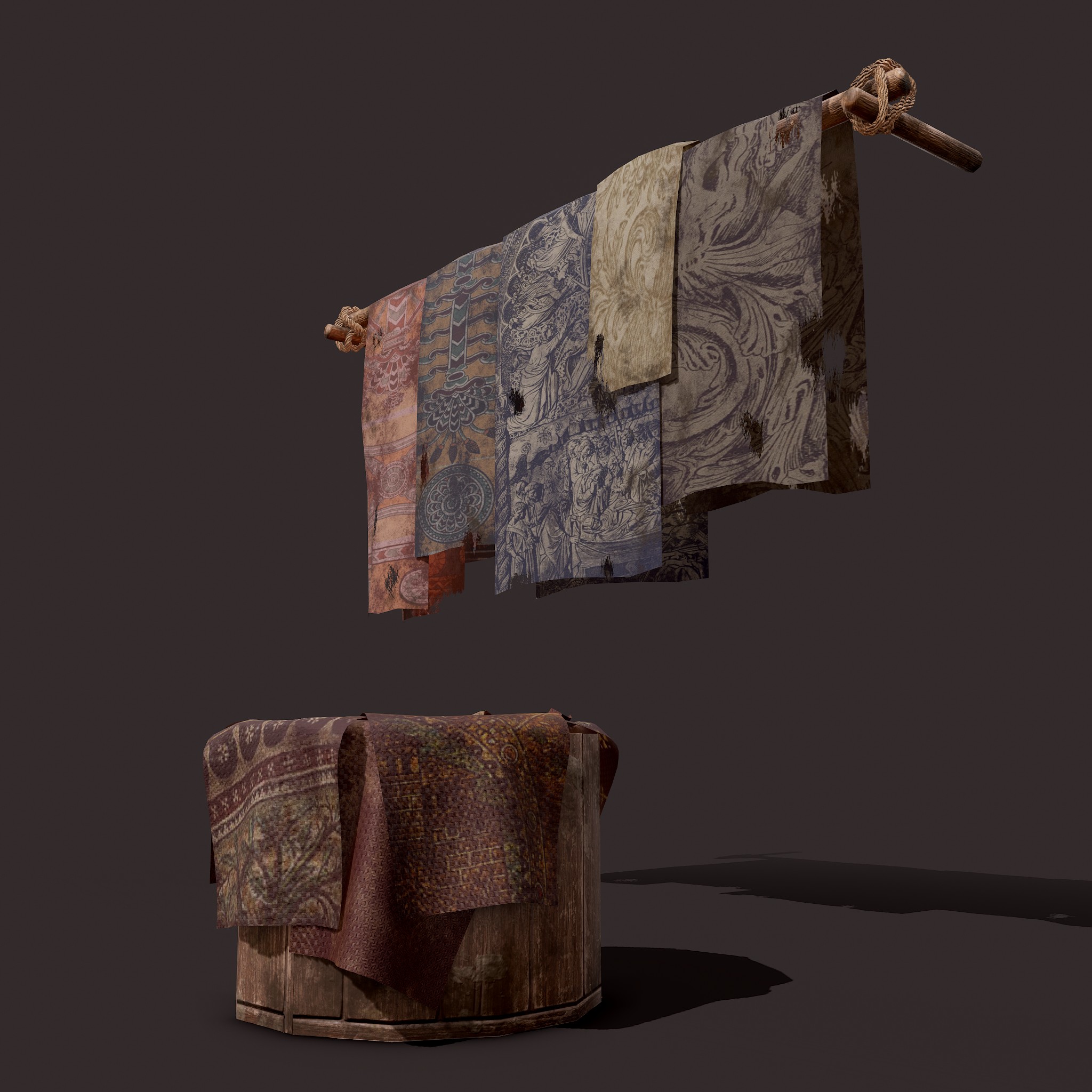Medieval Blanket Hanger and Bucket - 3D Model by Get Dead Entertainment