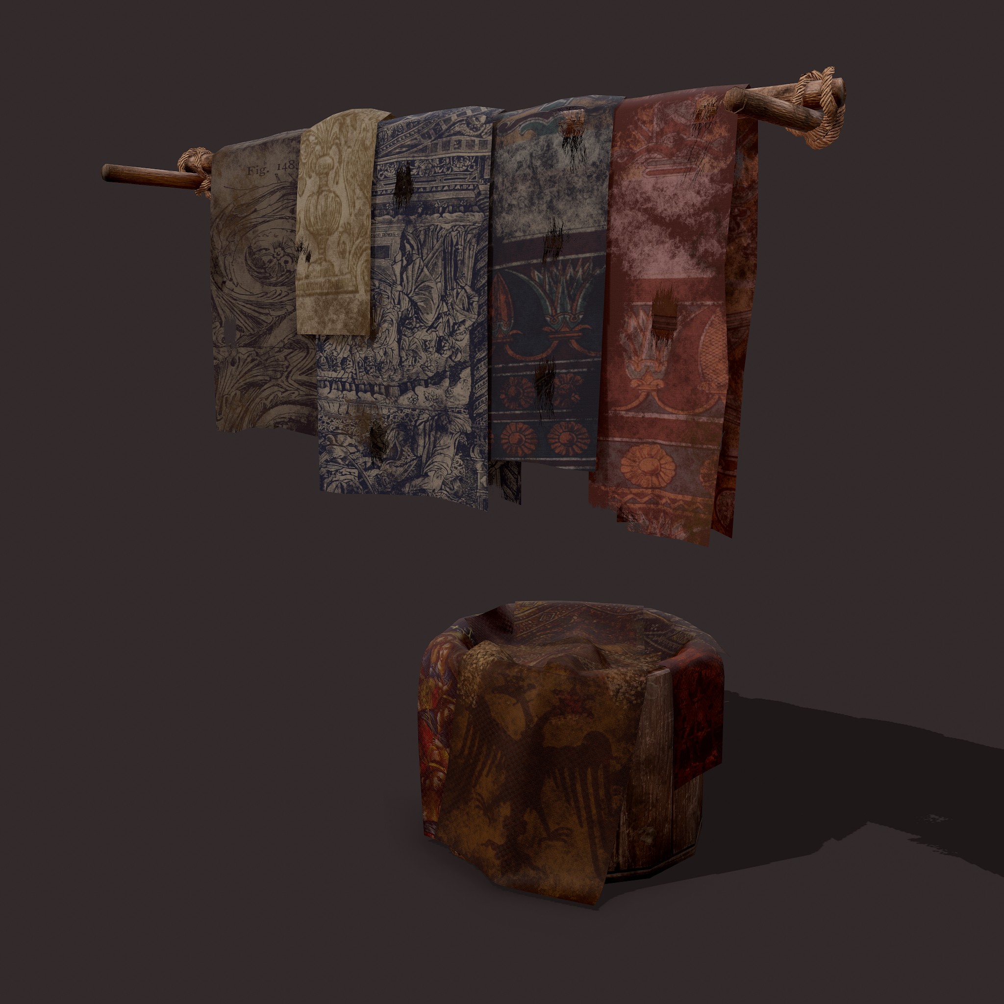 Medieval Blanket Hanger and Bucket - 3D Model by Get Dead Entertainment