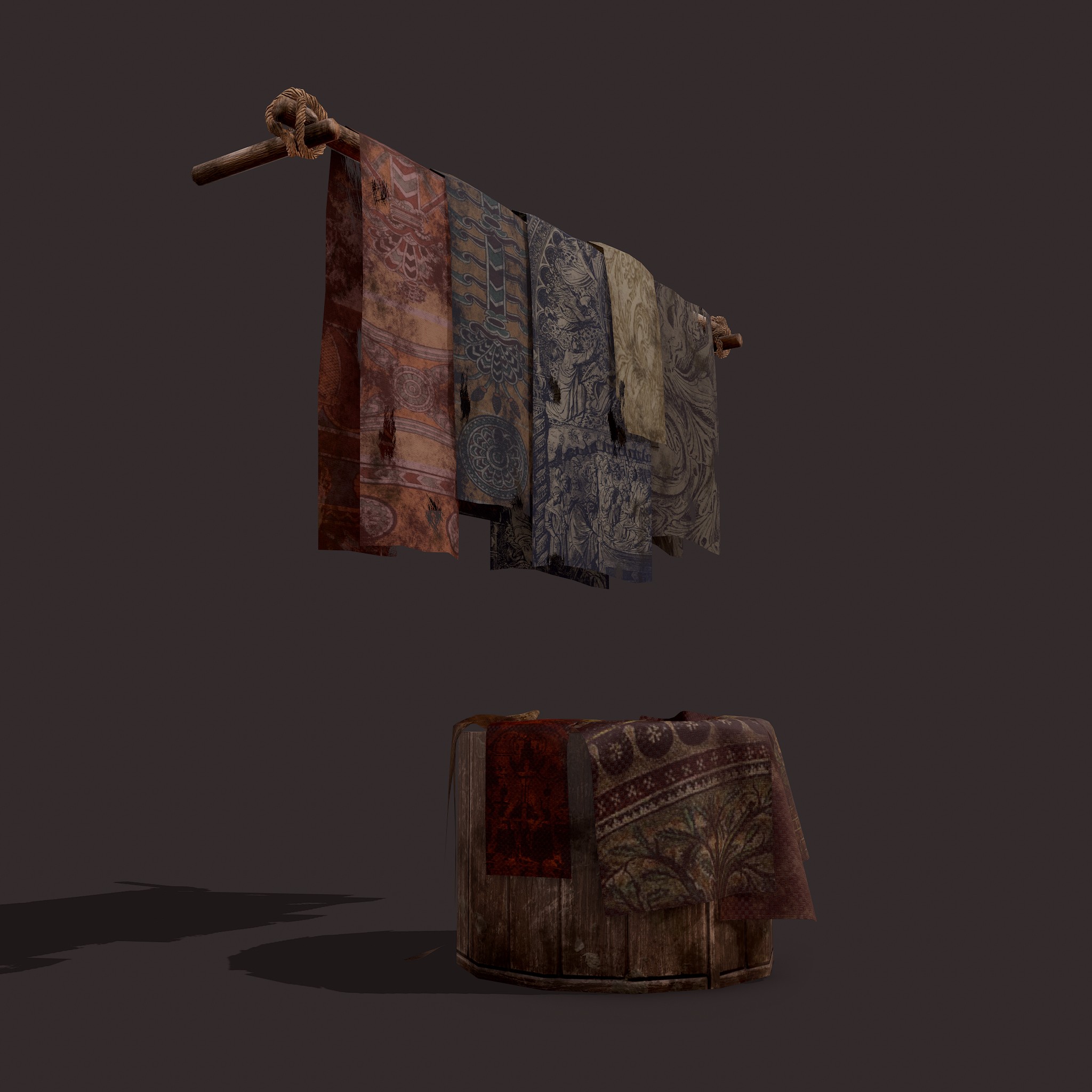 Medieval Blanket Hanger and Bucket - 3D Model by Get Dead Entertainment
