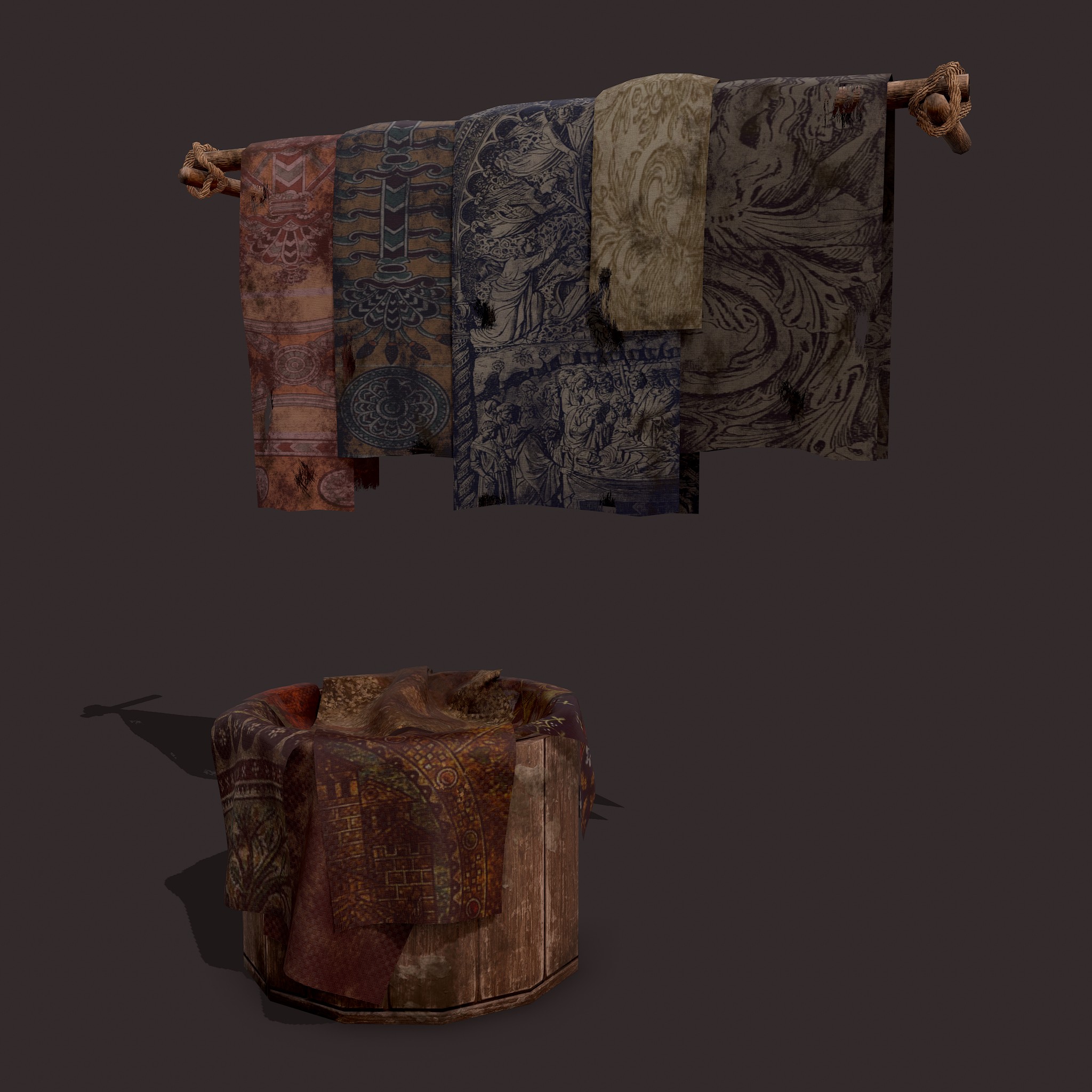 Medieval Blanket Hanger and Bucket - 3D Model by Get Dead Entertainment