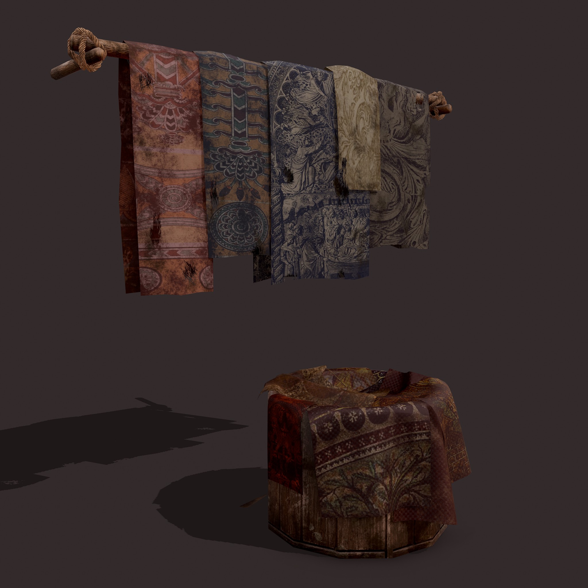 Medieval Blanket Hanger and Bucket - 3D Model by Get Dead Entertainment