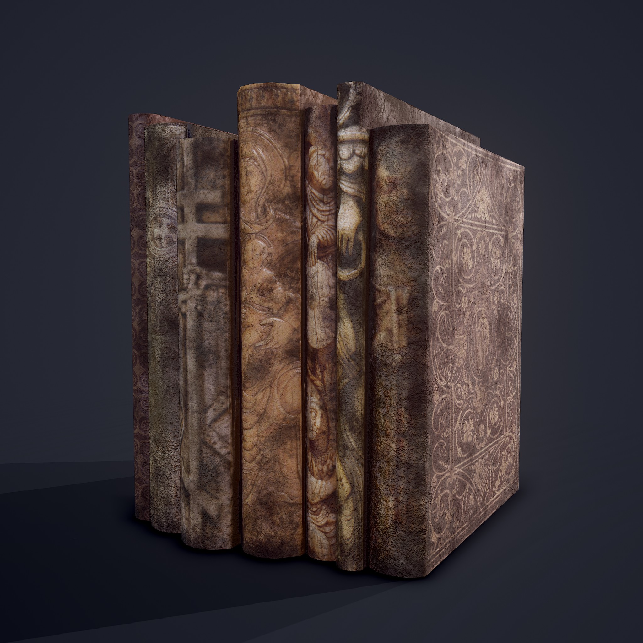 Medieval Books Row 1 Design 1 - 3D Model by Get Dead Entertainment