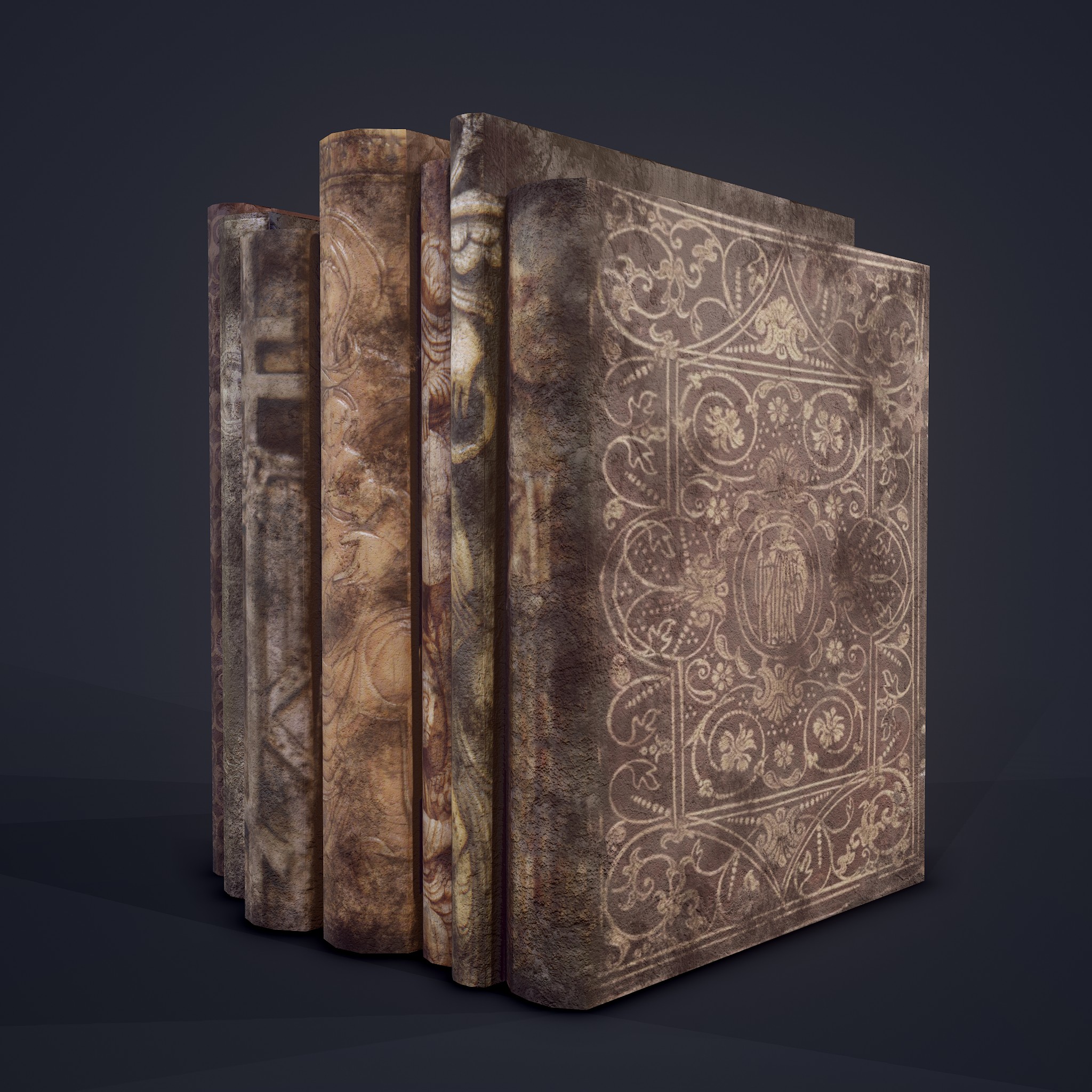 Medieval Books Row 1 Design 1 - 3D Model by Get Dead Entertainment