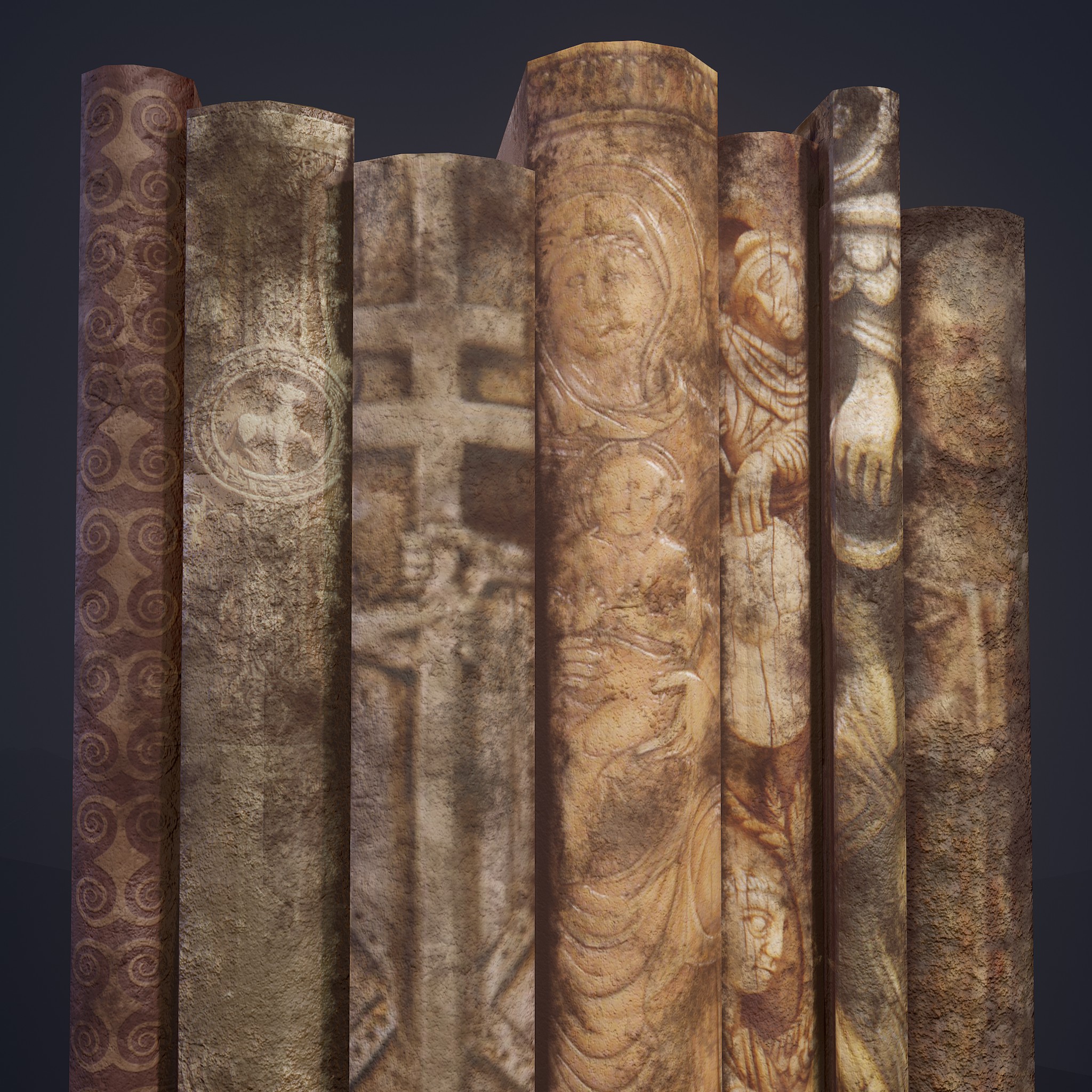 Medieval Books Row 1 Design 1 - 3D Model by Get Dead Entertainment