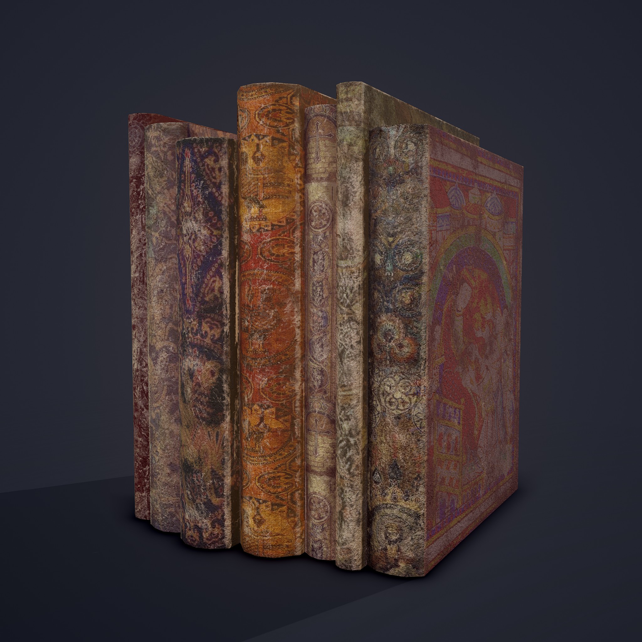 Medieval Books Row 1 Design 2 - 3D Model by Get Dead Entertainment