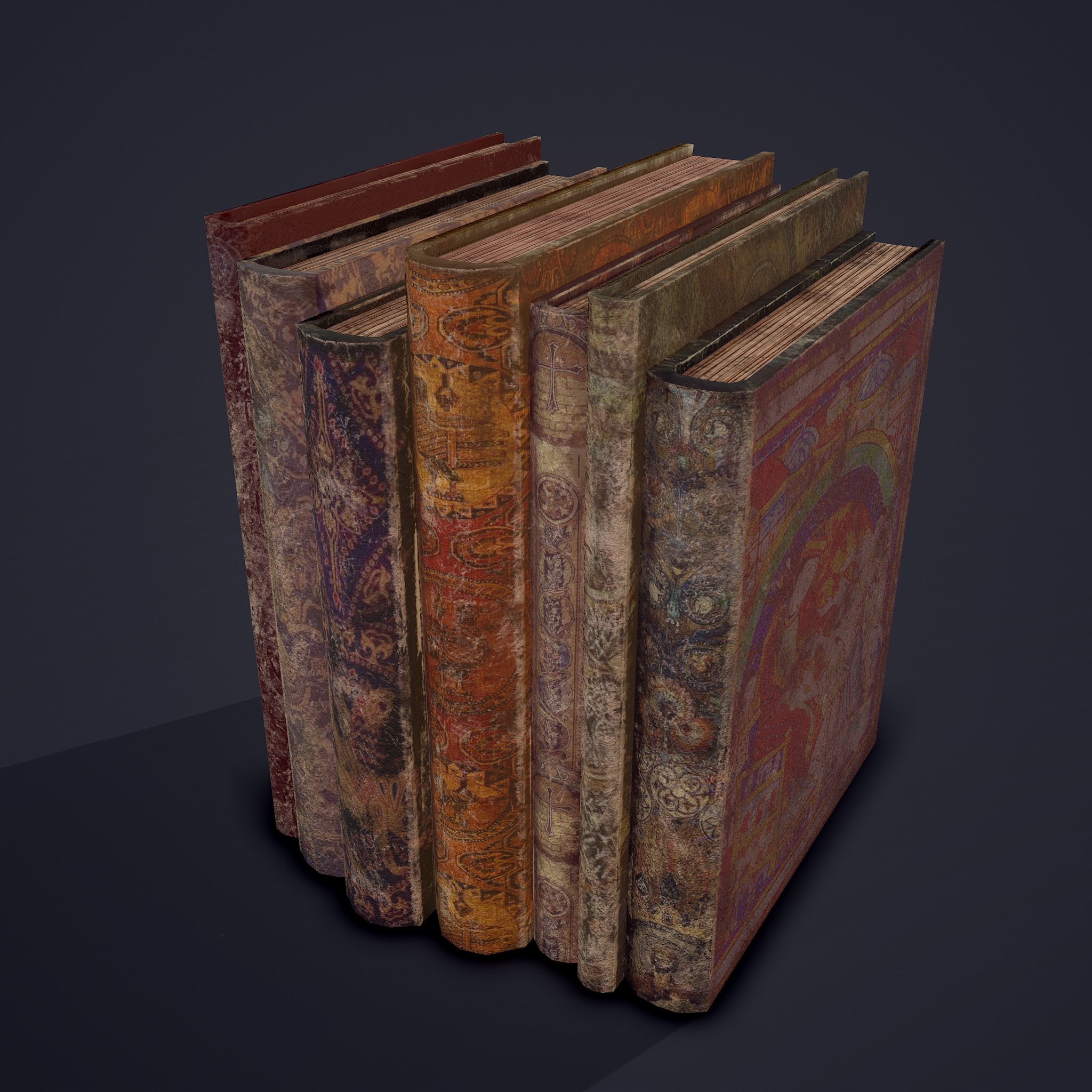 Medieval Books Row 1 Design 2 - 3D Model by Get Dead Entertainment