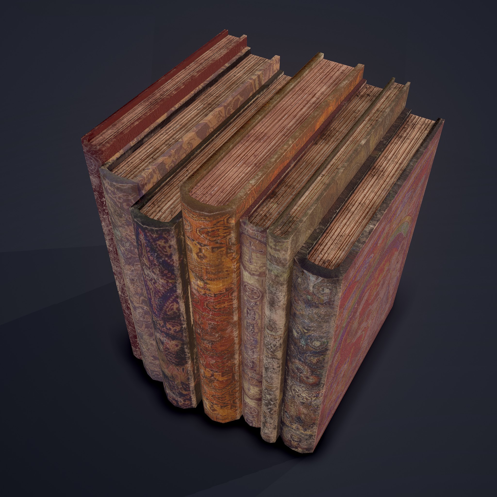 Medieval Books Row 1 Design 2 - 3D Model by Get Dead Entertainment