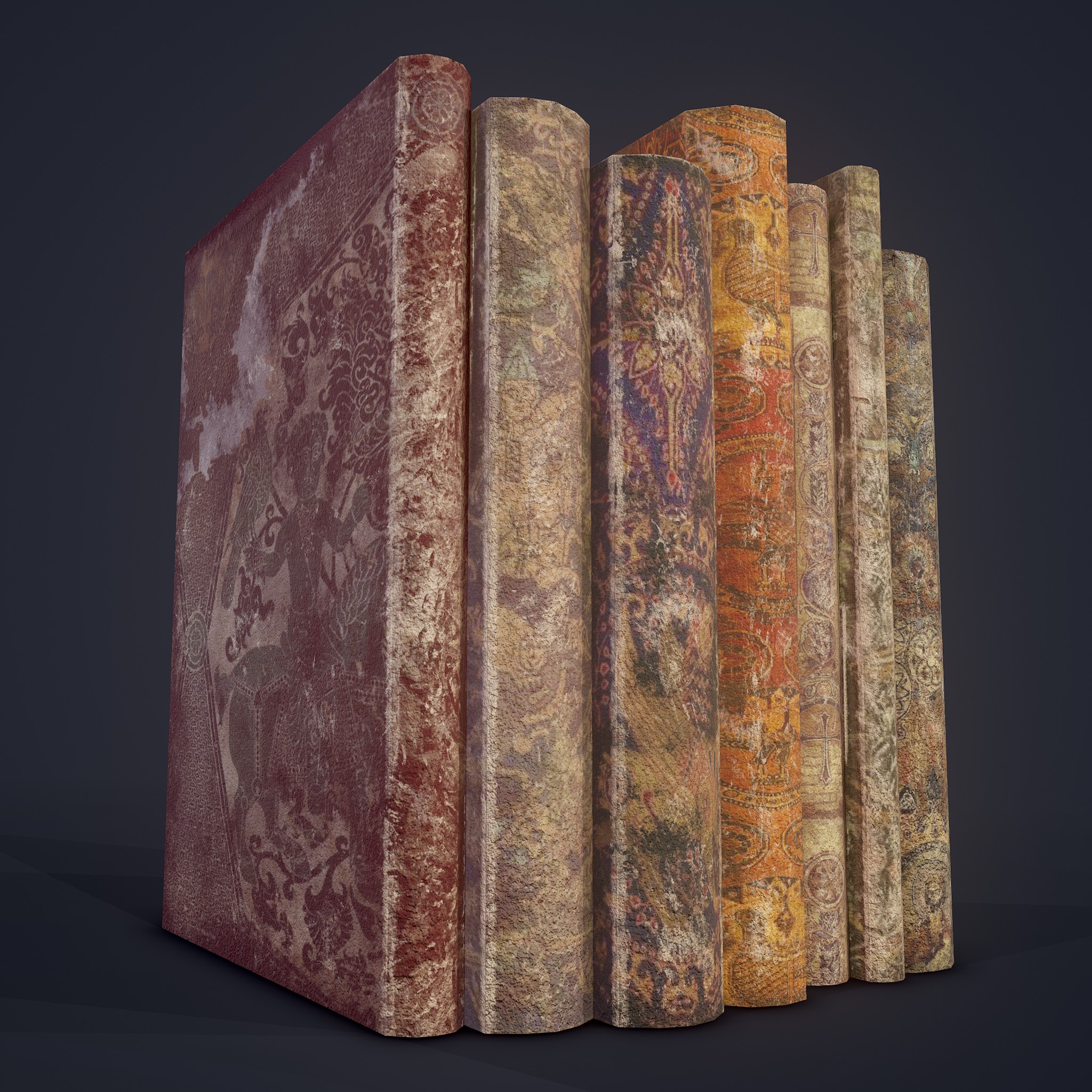 Medieval Books Row 1 Design 2 - 3D Model by Get Dead Entertainment