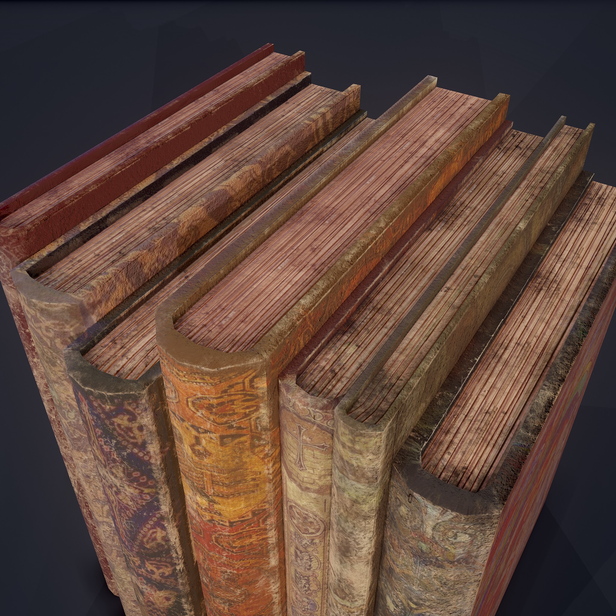 Medieval Books Row 1 Design 2 - 3D Model by Get Dead Entertainment