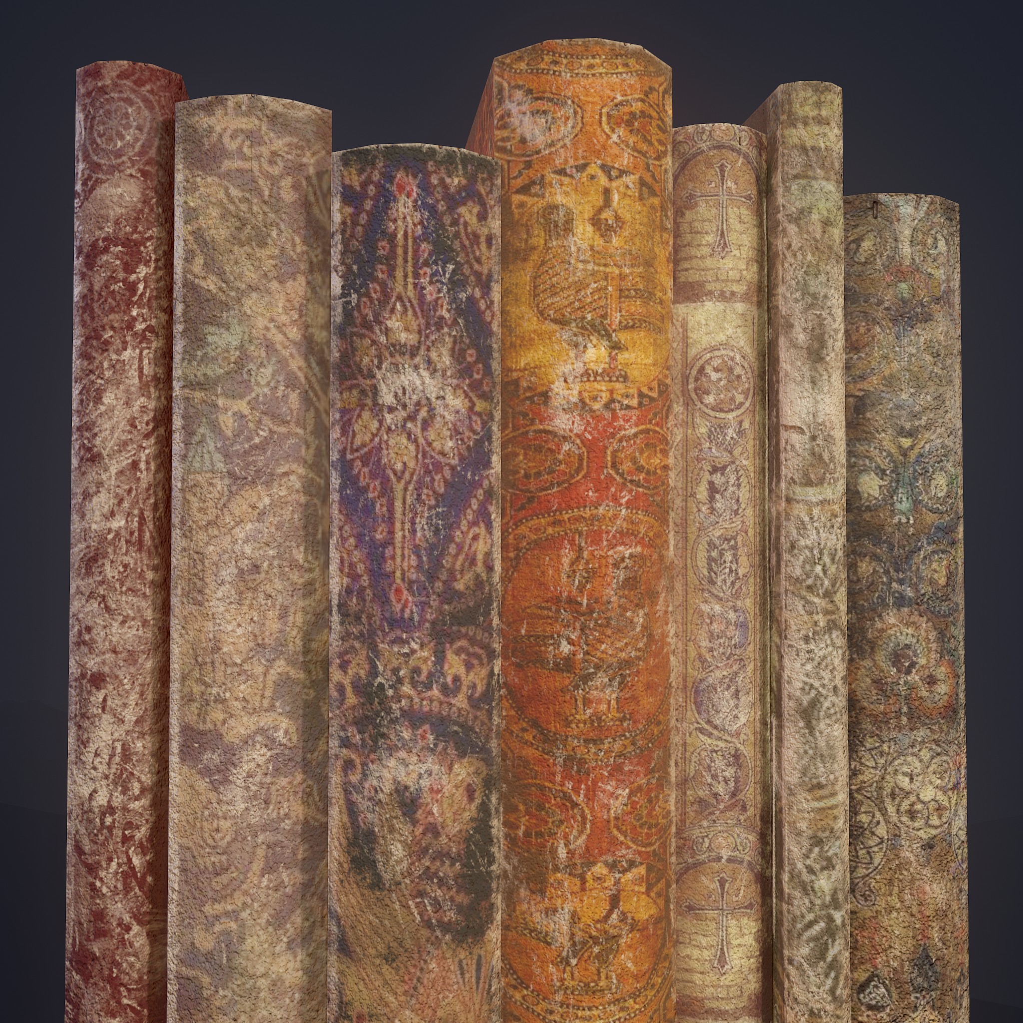Medieval Books Row 1 Design 2 - 3D Model by Get Dead Entertainment