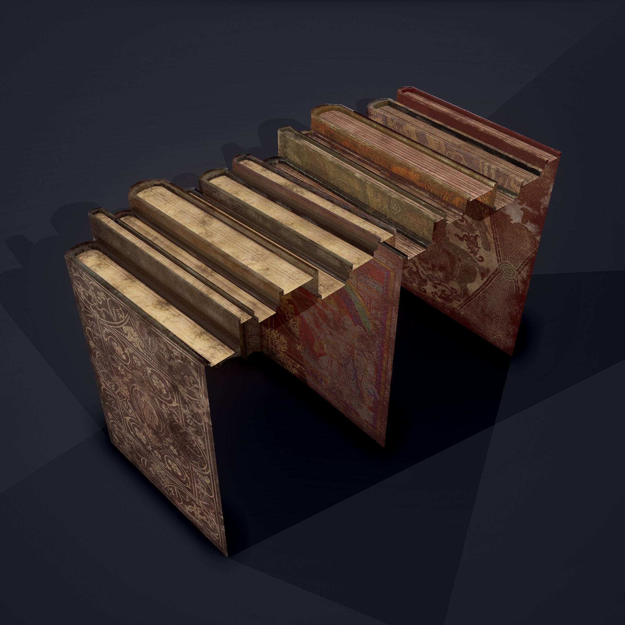 Medieval Books Row 1 Designs 1 and 2 Collection - 3D Model by Get Dead ...