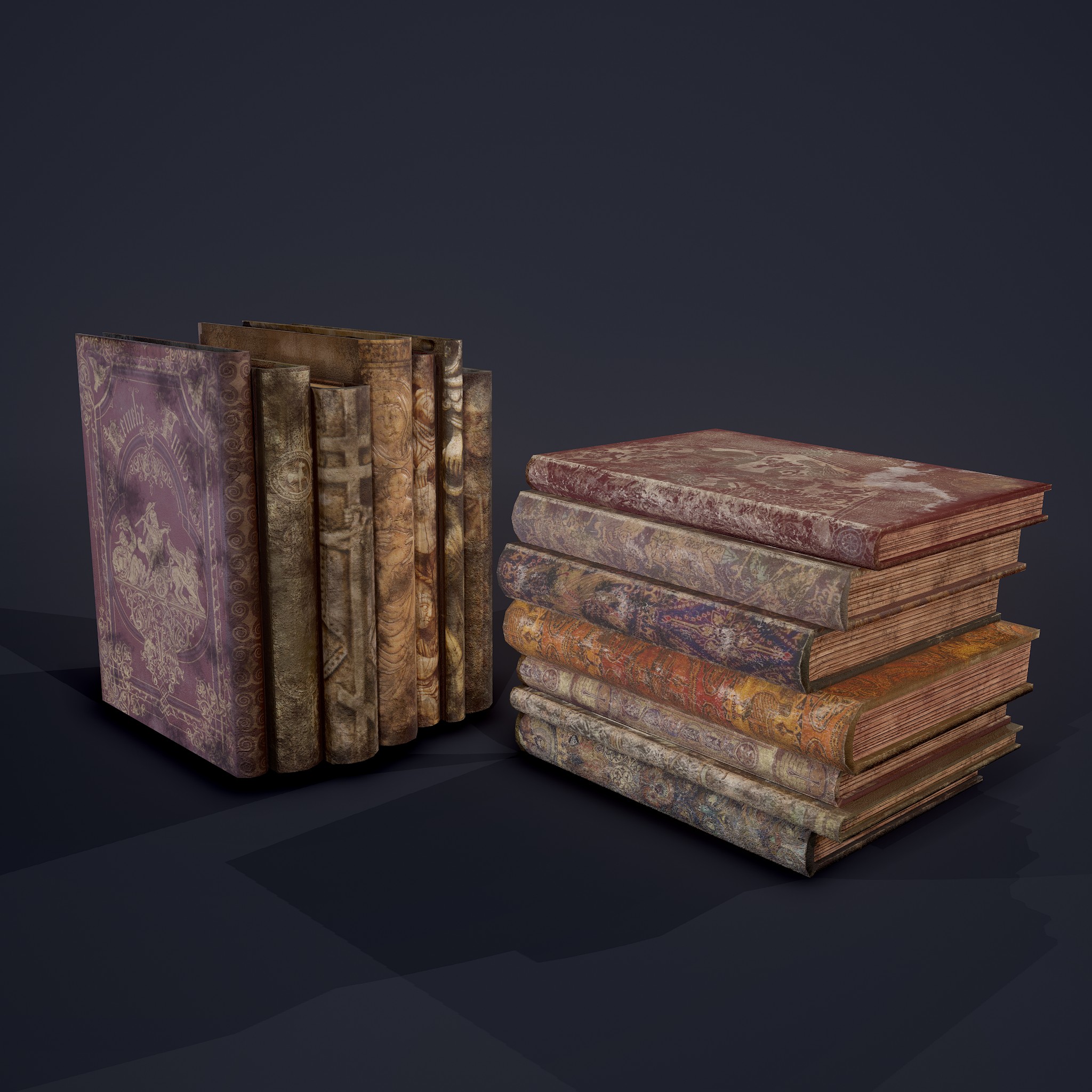Medieval Books Row 1 Designs 1 and 2 Collection - 3D Model by Get Dead ...