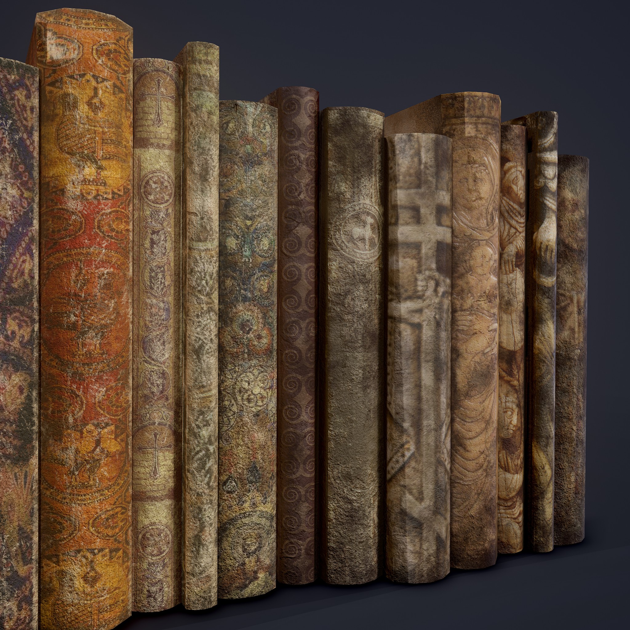 Medieval Books Row 1 Designs 1 and 2 Collection - 3D Model by Get Dead ...