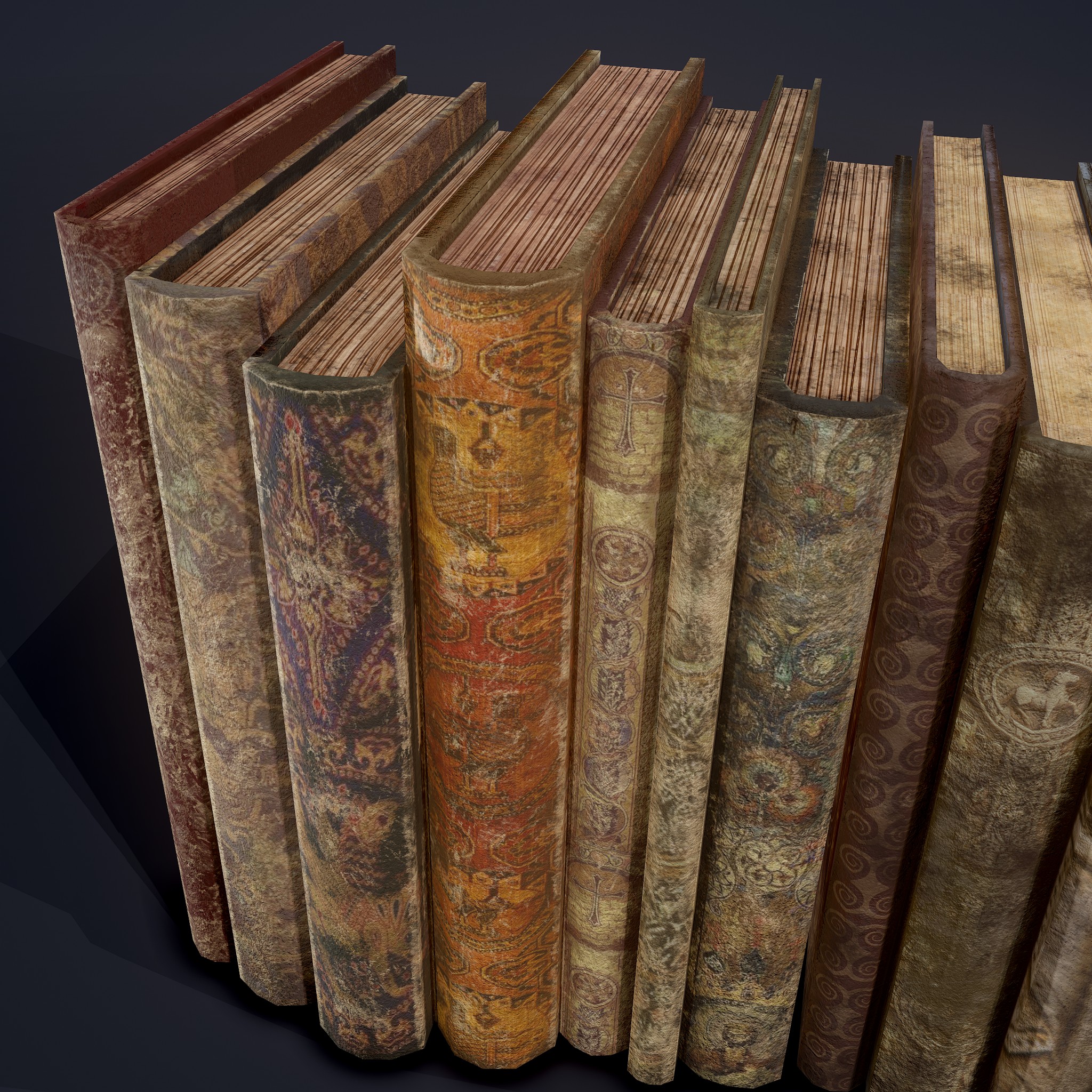 Medieval Books Row 1 Designs 1 and 2 Collection - 3D Model by Get Dead ...
