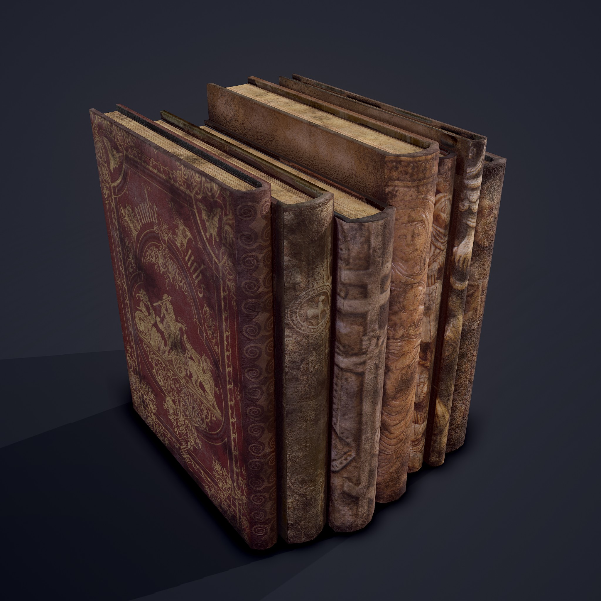 Medieval Books Row 1 Designs 1 and 2 Collection - 3D Model by Get Dead ...