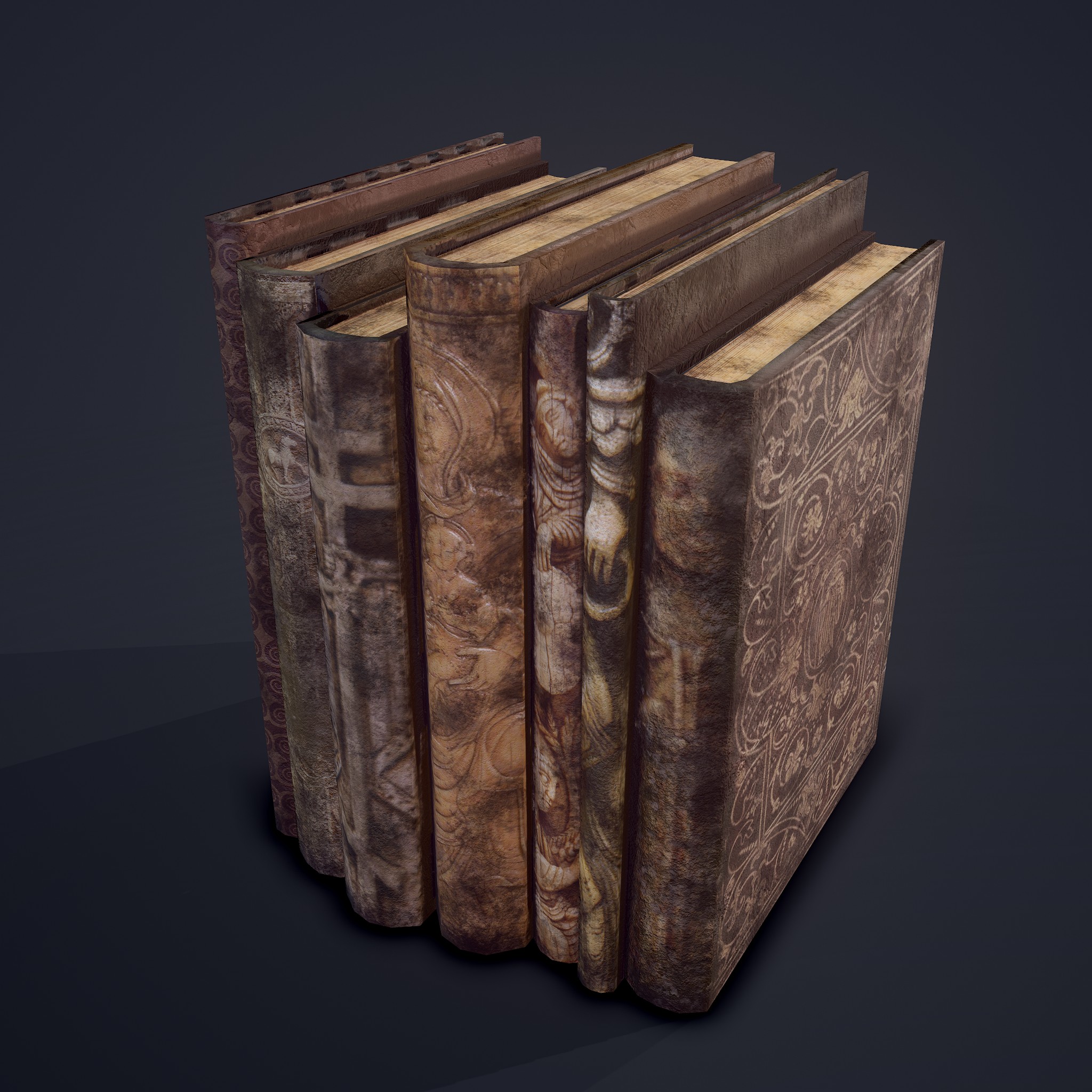 Medieval Books Row 1 Designs 1 and 2 Collection - 3D Model by Get Dead ...