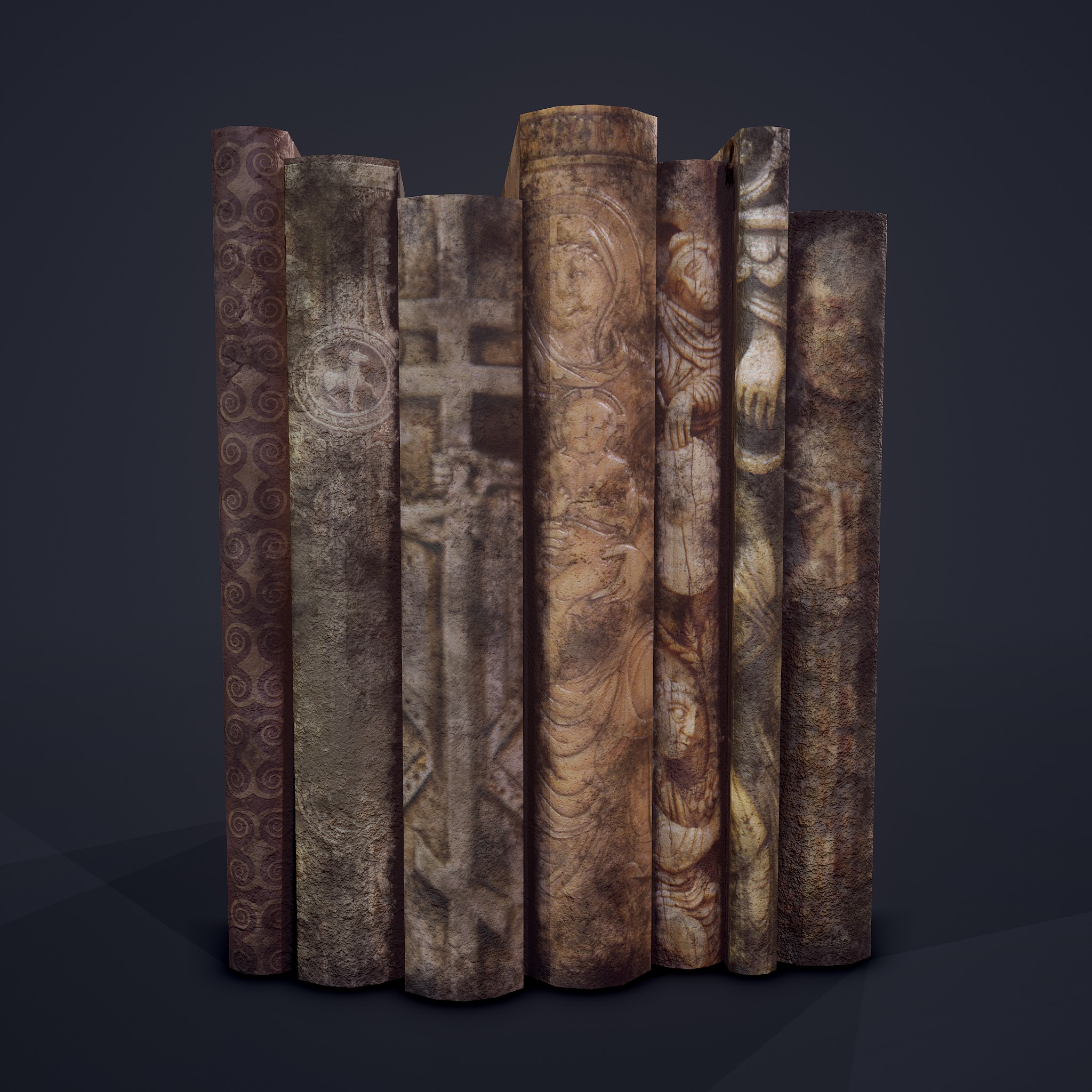 Medieval Books Row 1 Designs 1 and 2 Collection - 3D Model by Get Dead ...