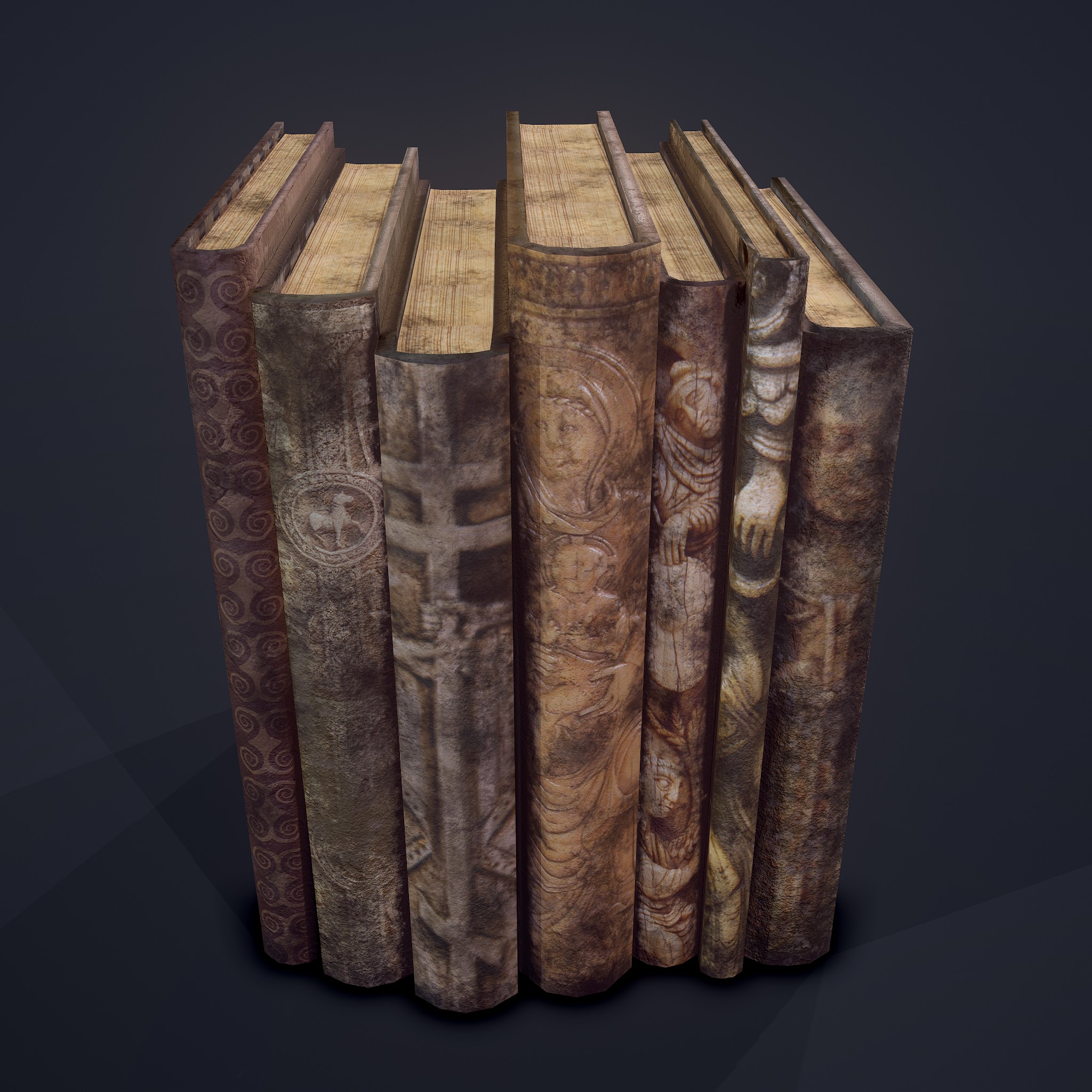 Medieval Books Row 1 Designs 1 and 2 Collection - 3D Model by Get Dead ...