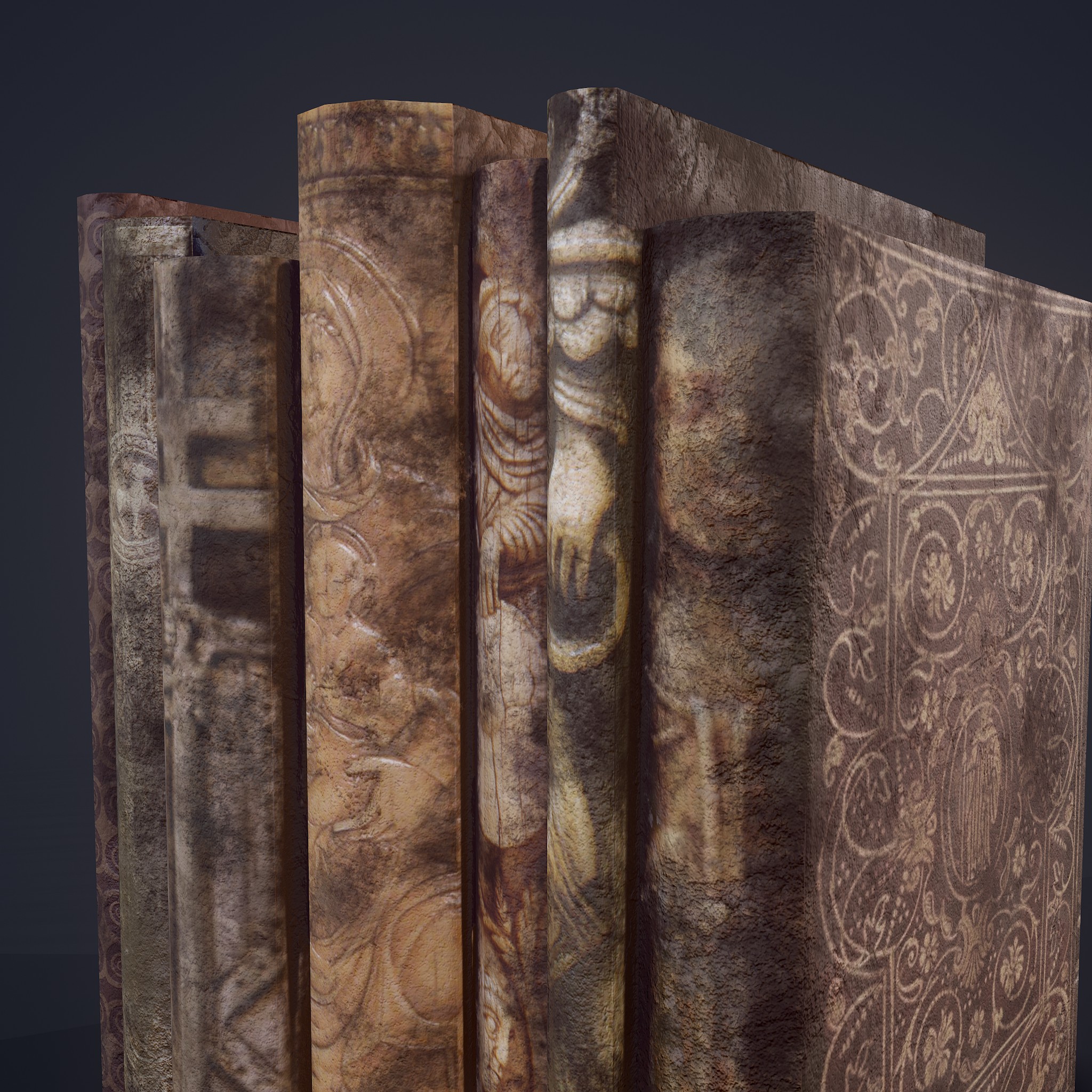 Medieval Books Row 1 Designs 1 and 2 Collection - 3D Model by Get Dead ...