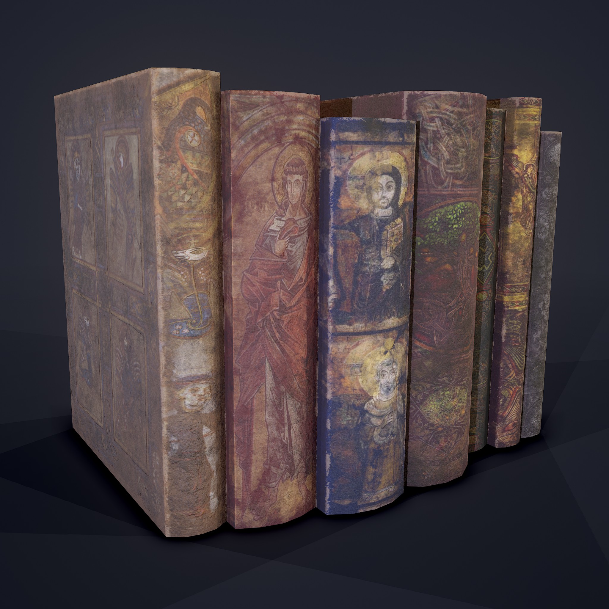 Medieval Books Row 2 Design 1 - 3D Model by Get Dead Entertainment