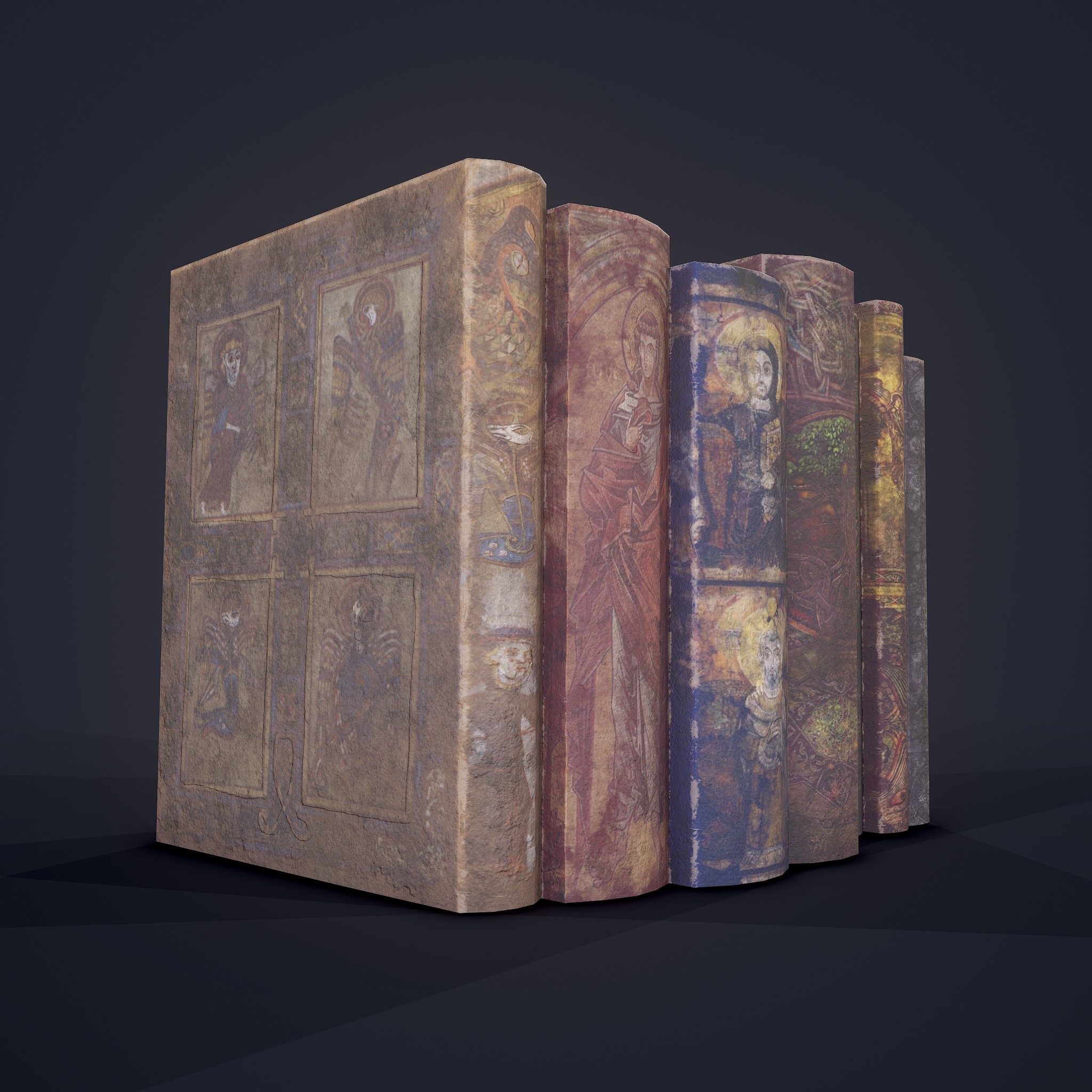 Medieval Books Row 2 Design 1 - 3D Model by Get Dead Entertainment