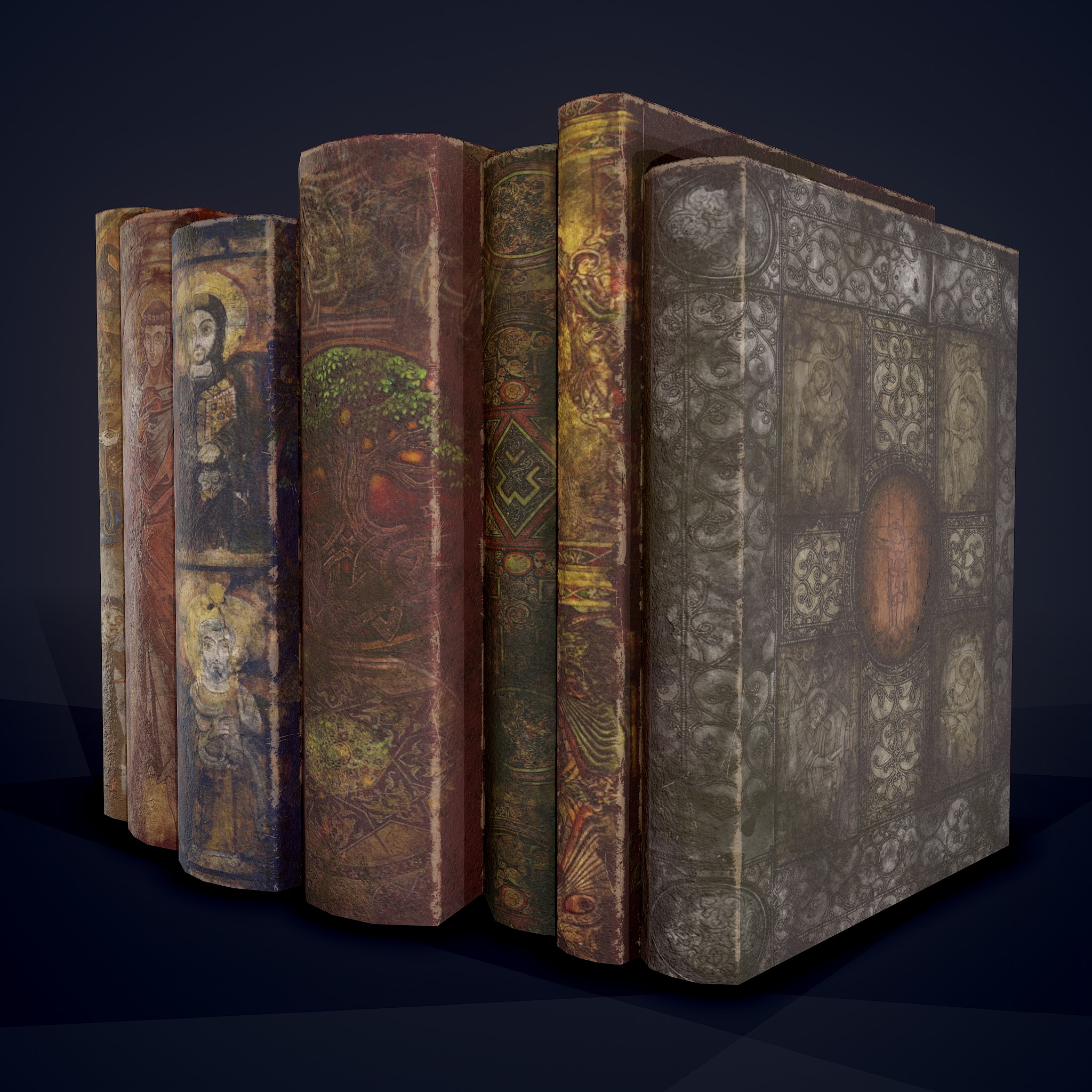 Medieval Books Row 2 Design 1 - 3D Model by Get Dead Entertainment