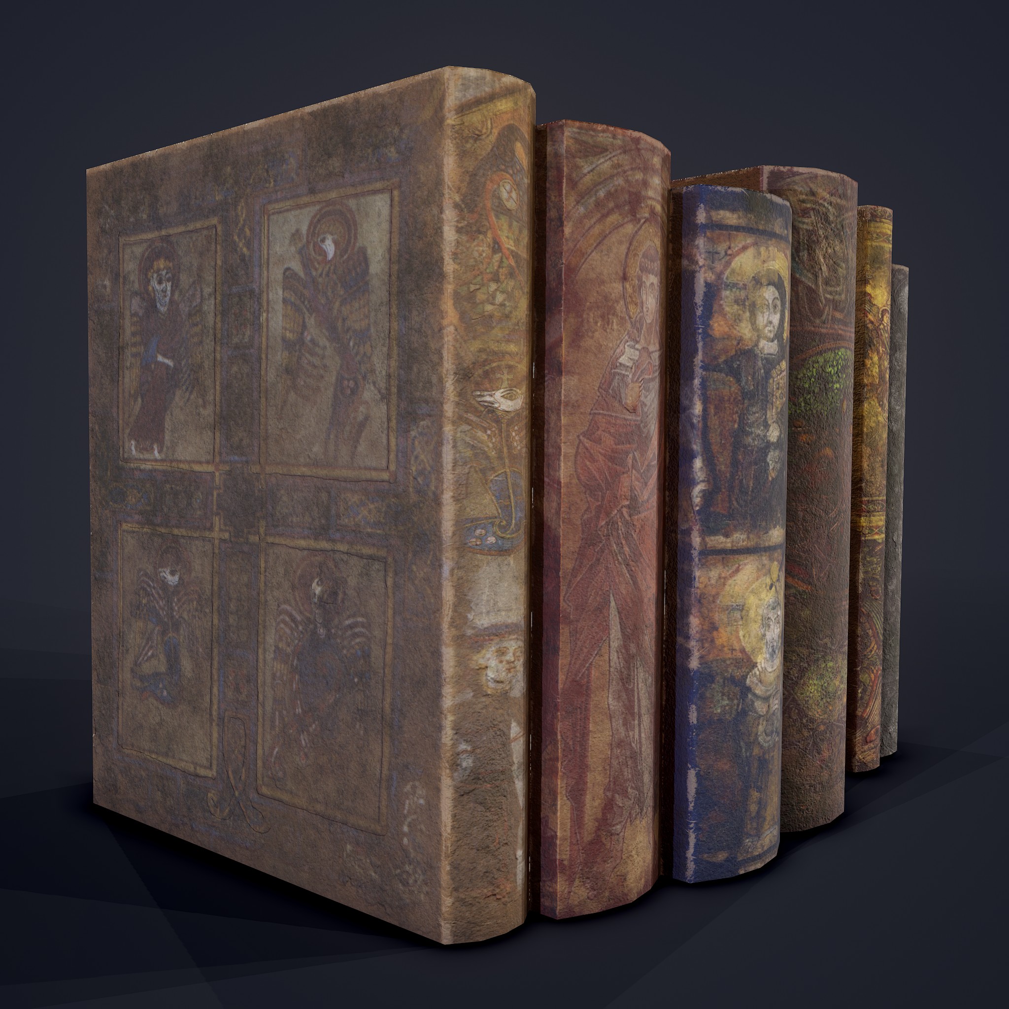 Medieval Books Row 2 Design 1 - 3D Model by Get Dead Entertainment