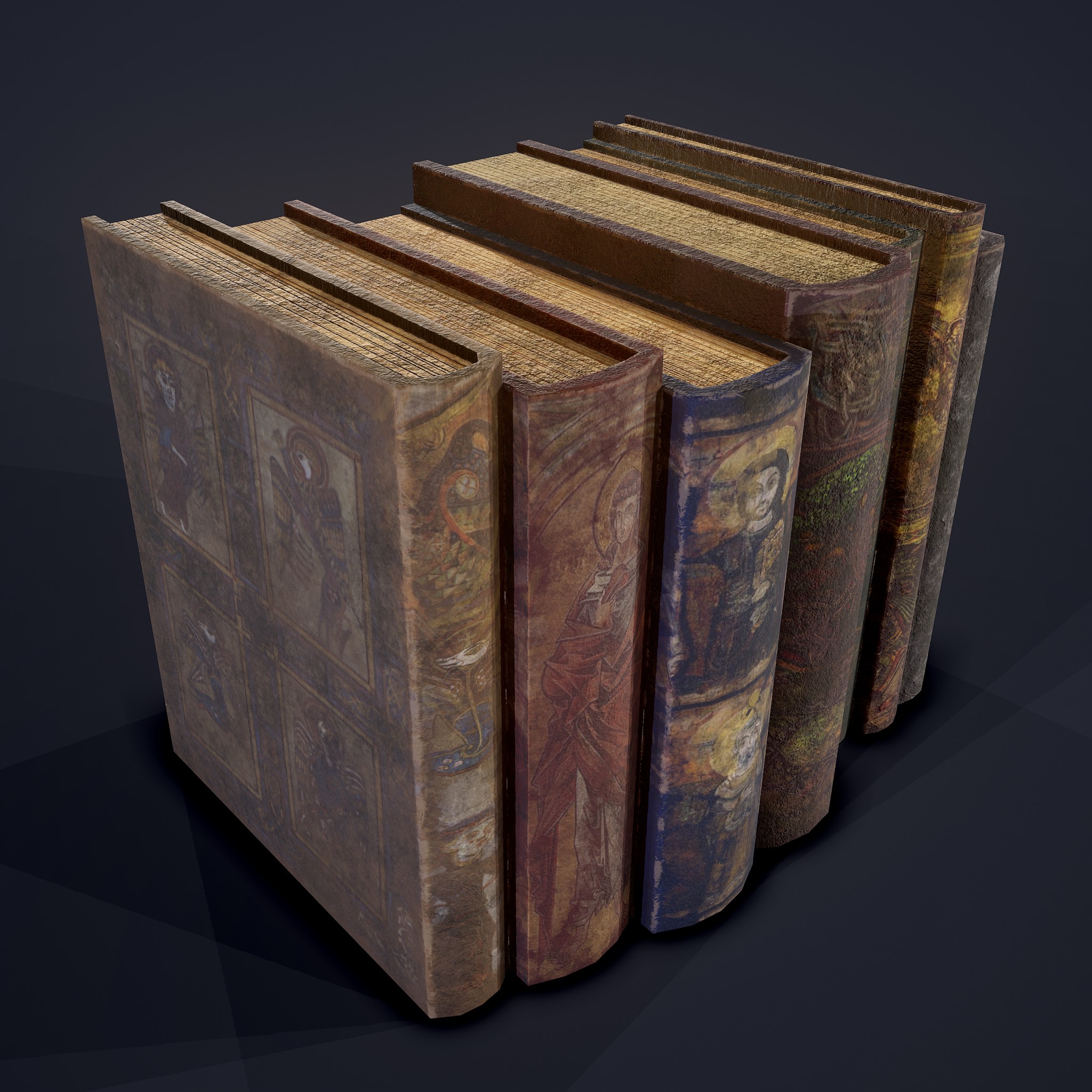 Medieval Books Row 2 Design 1 - 3D Model by Get Dead Entertainment