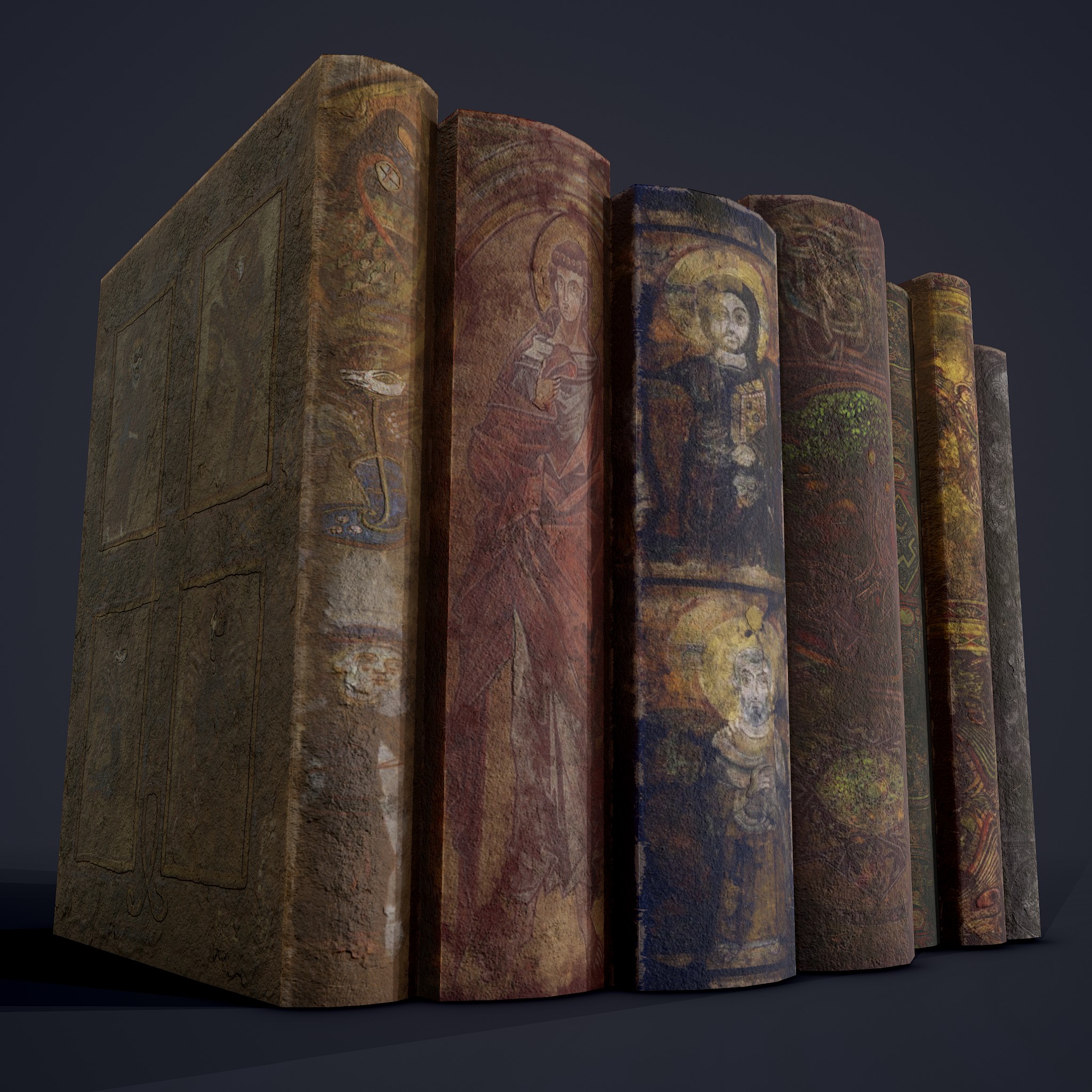 Medieval Books Row 2 Design 1 - 3D Model by Get Dead Entertainment