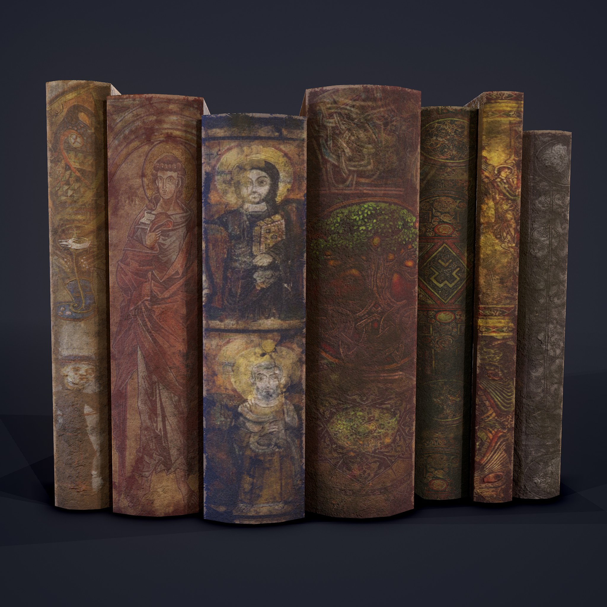 Medieval Books Row 2 Design 1 - 3D Model by Get Dead Entertainment
