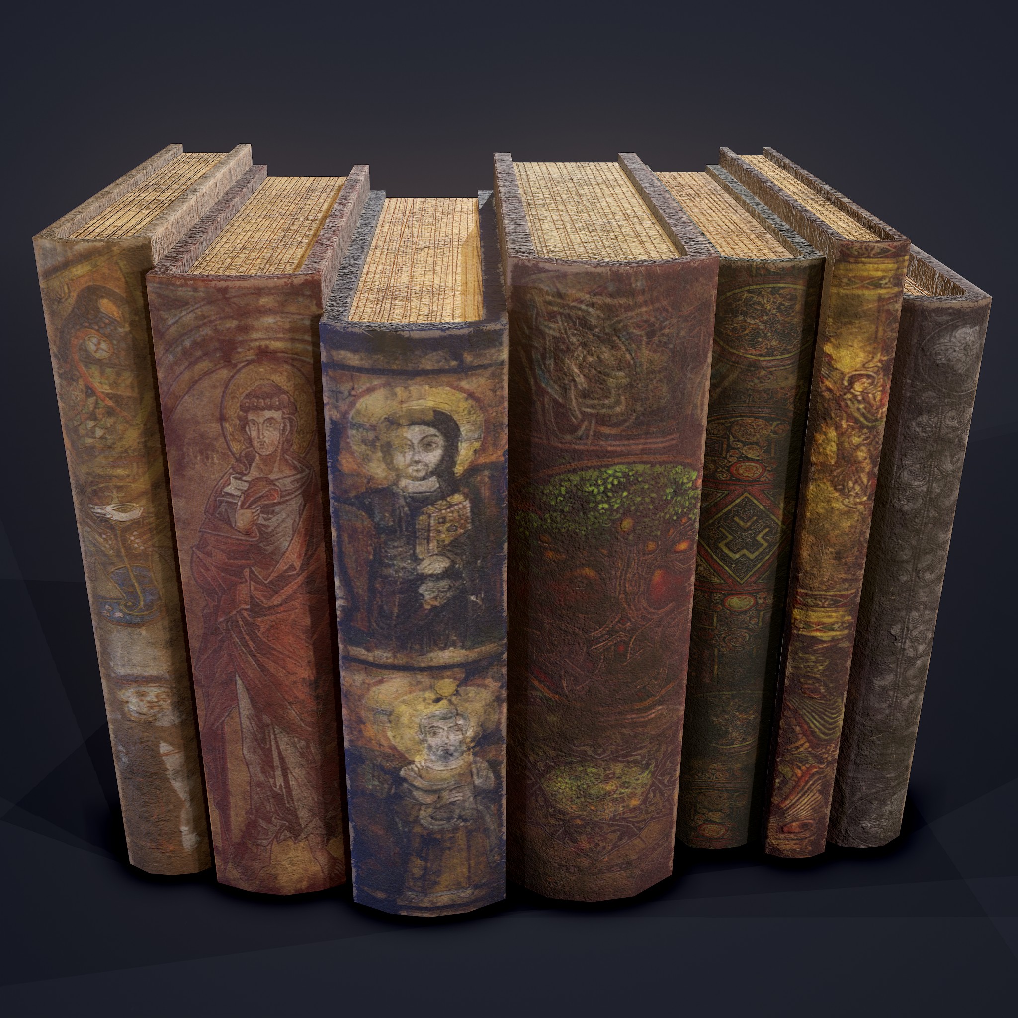 Medieval Books Row 2 Design 1 - 3D Model by Get Dead Entertainment